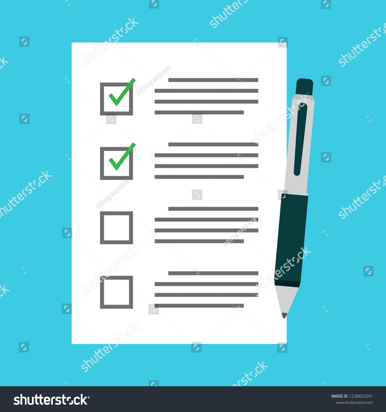 Checklist Pen Vector Flat Design Stock Vector (Royalty Free) 1238823241