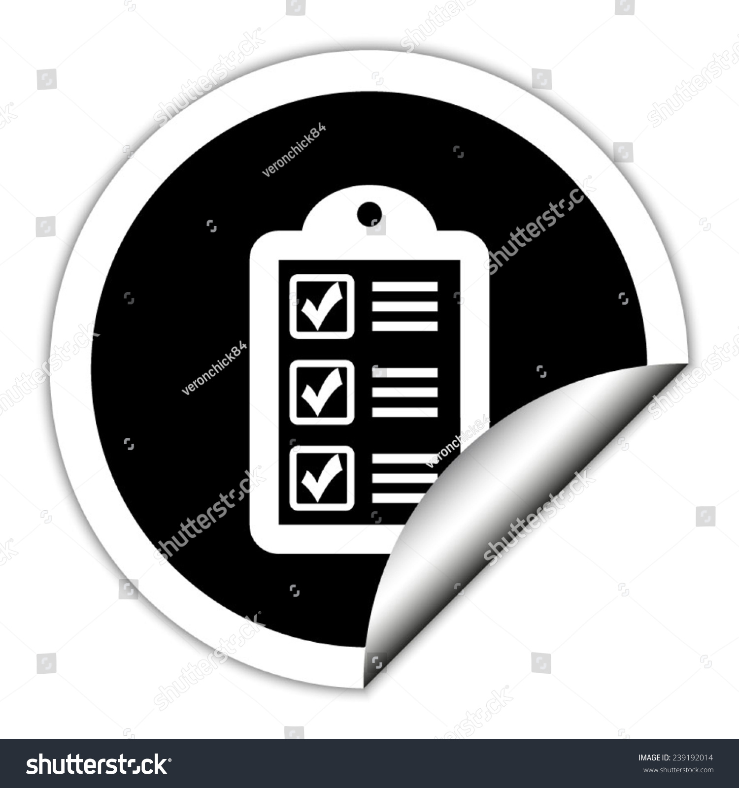Checklist Black Vector Icon Round Sticker: vetor stock (livre de ...