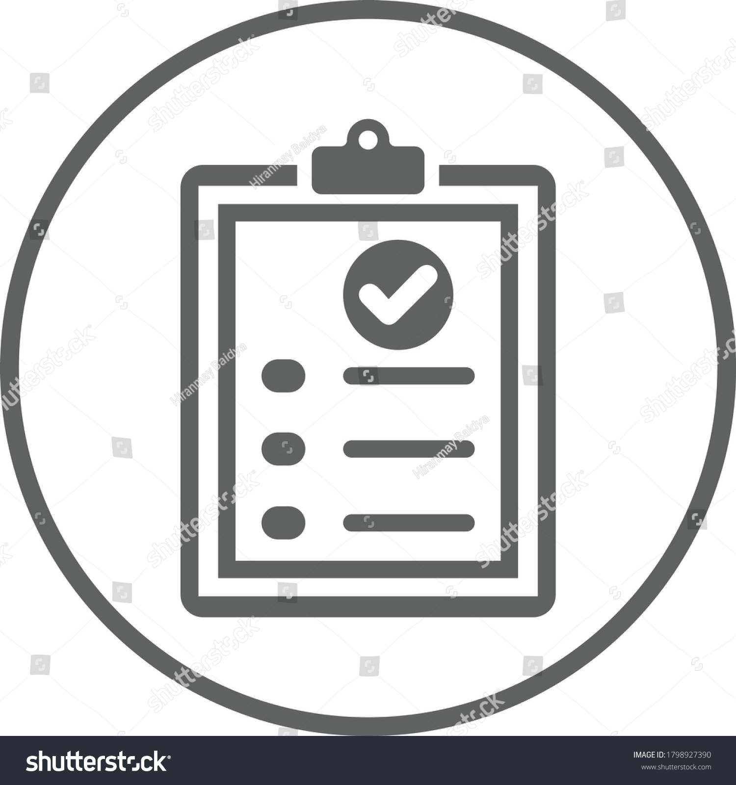 Checklist Check Mark Gray Icon Stock Vector (Royalty Free) 1798927390