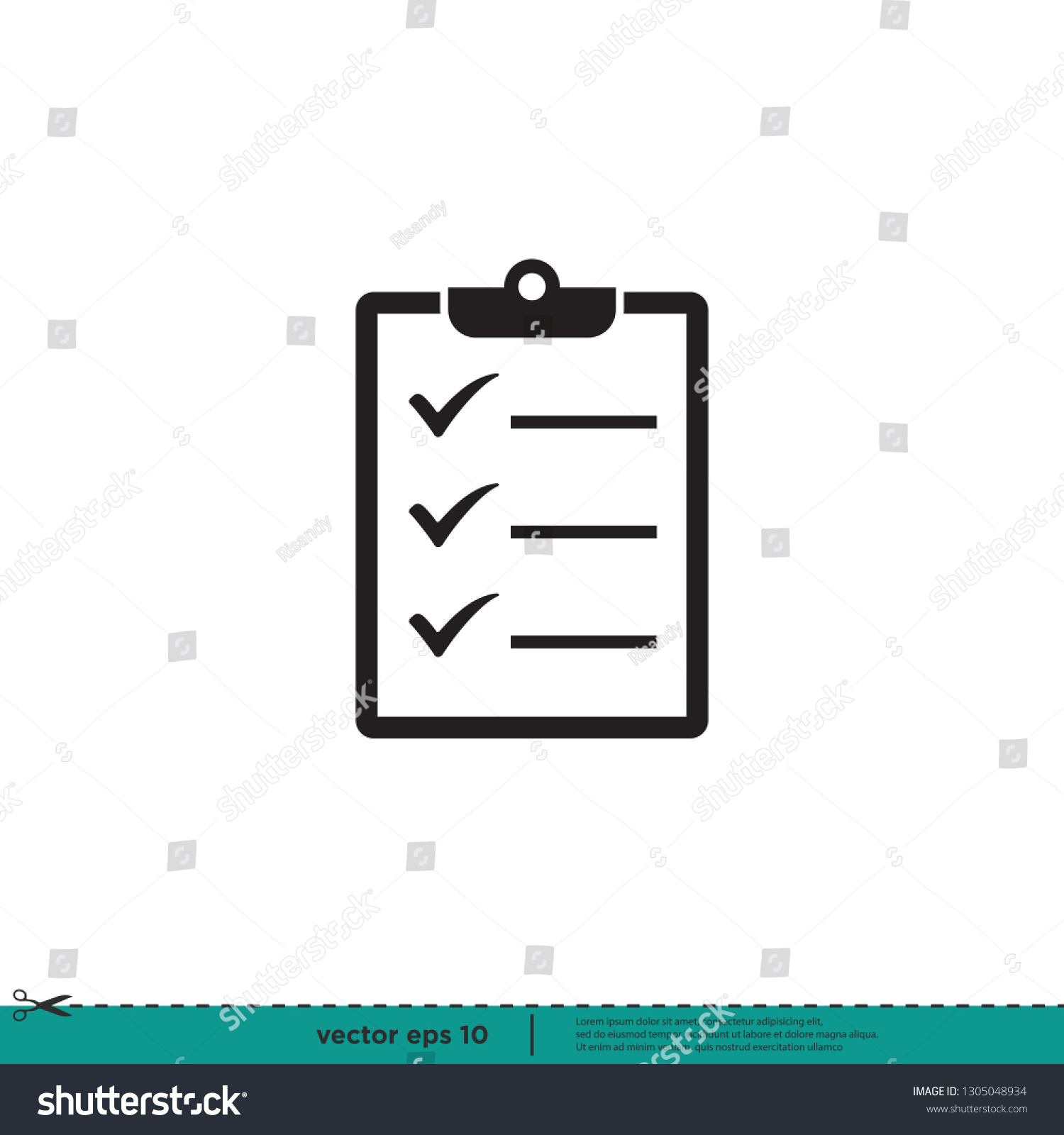 Checklist Checkmark Icon Vector Stock Vector (Royalty Free) 1305048934