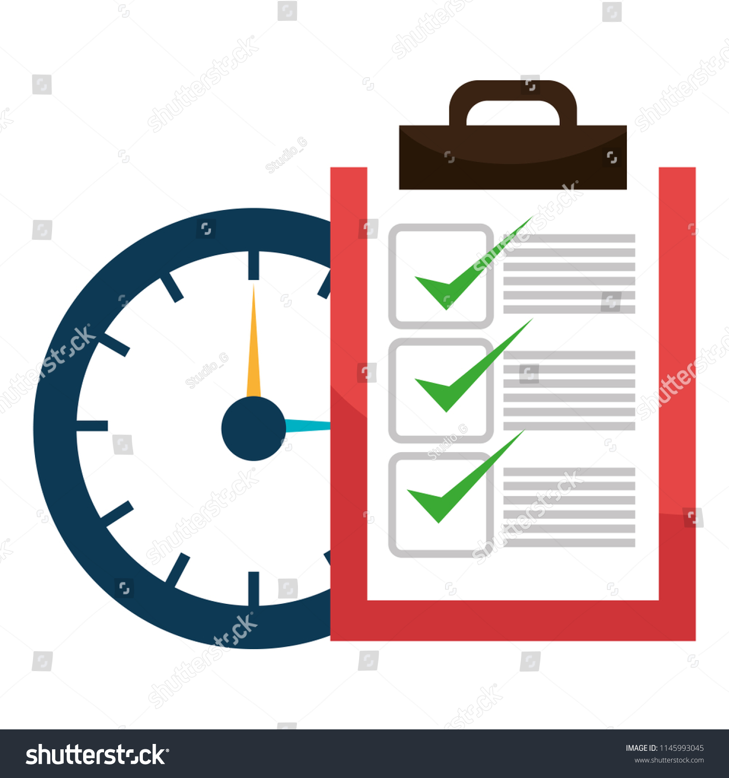 Checklist Clipboard Watch Stock Vector (Royalty Free) 1145993045