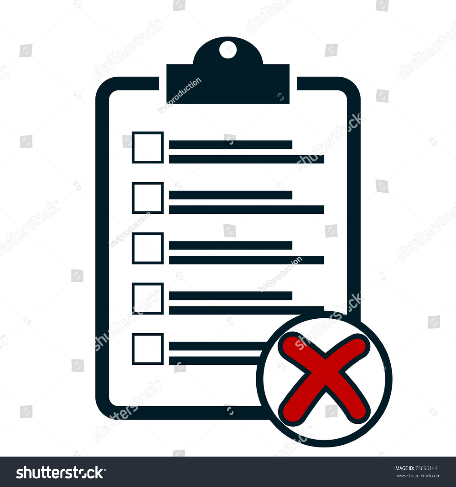 Checklist Cross Icon Stock Vector (Royalty Free) 756961441 | Shutterstock