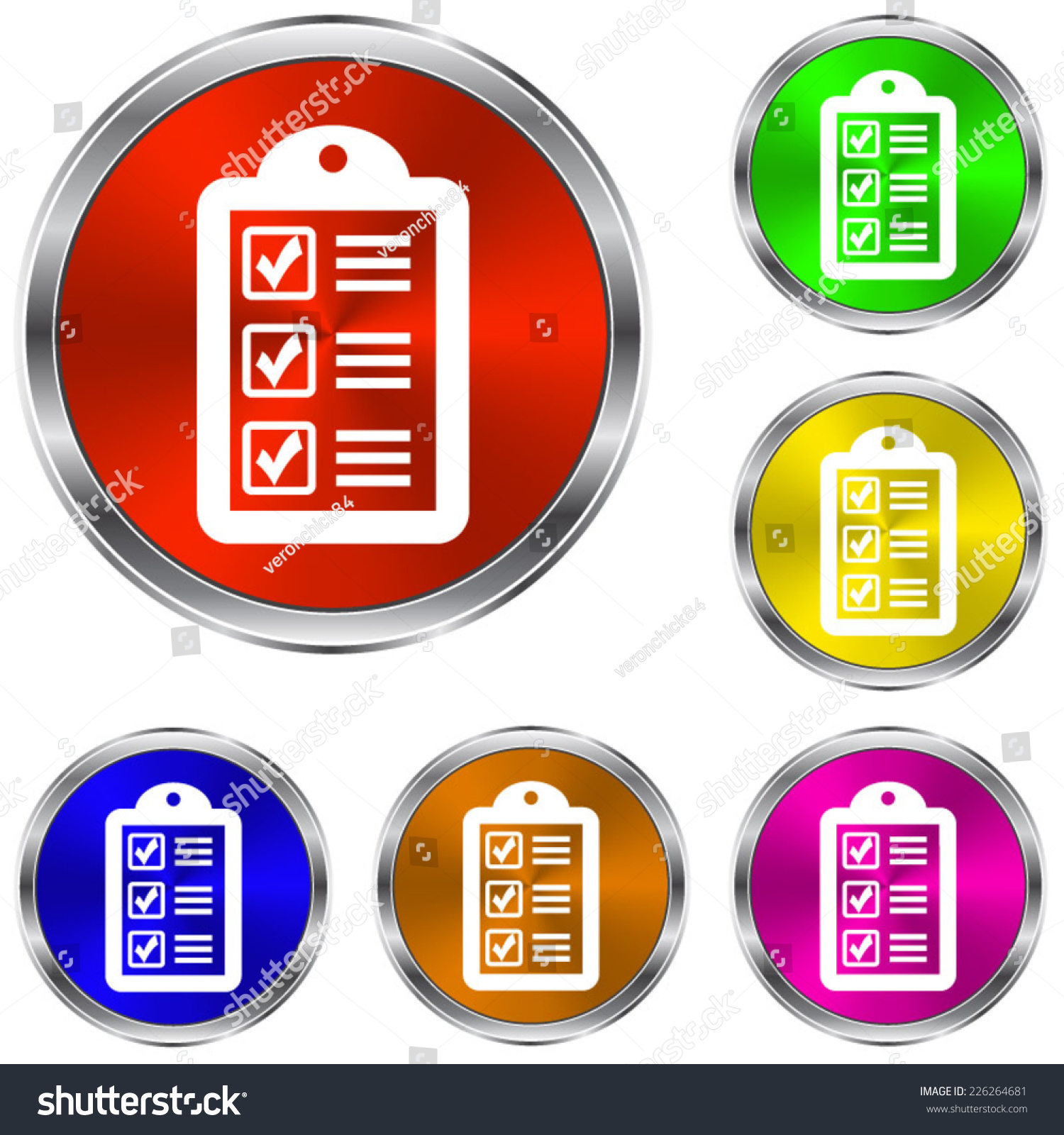 Checklist Icon Vector Glossy Colourful Buttons Stock Vector (Royalty ...