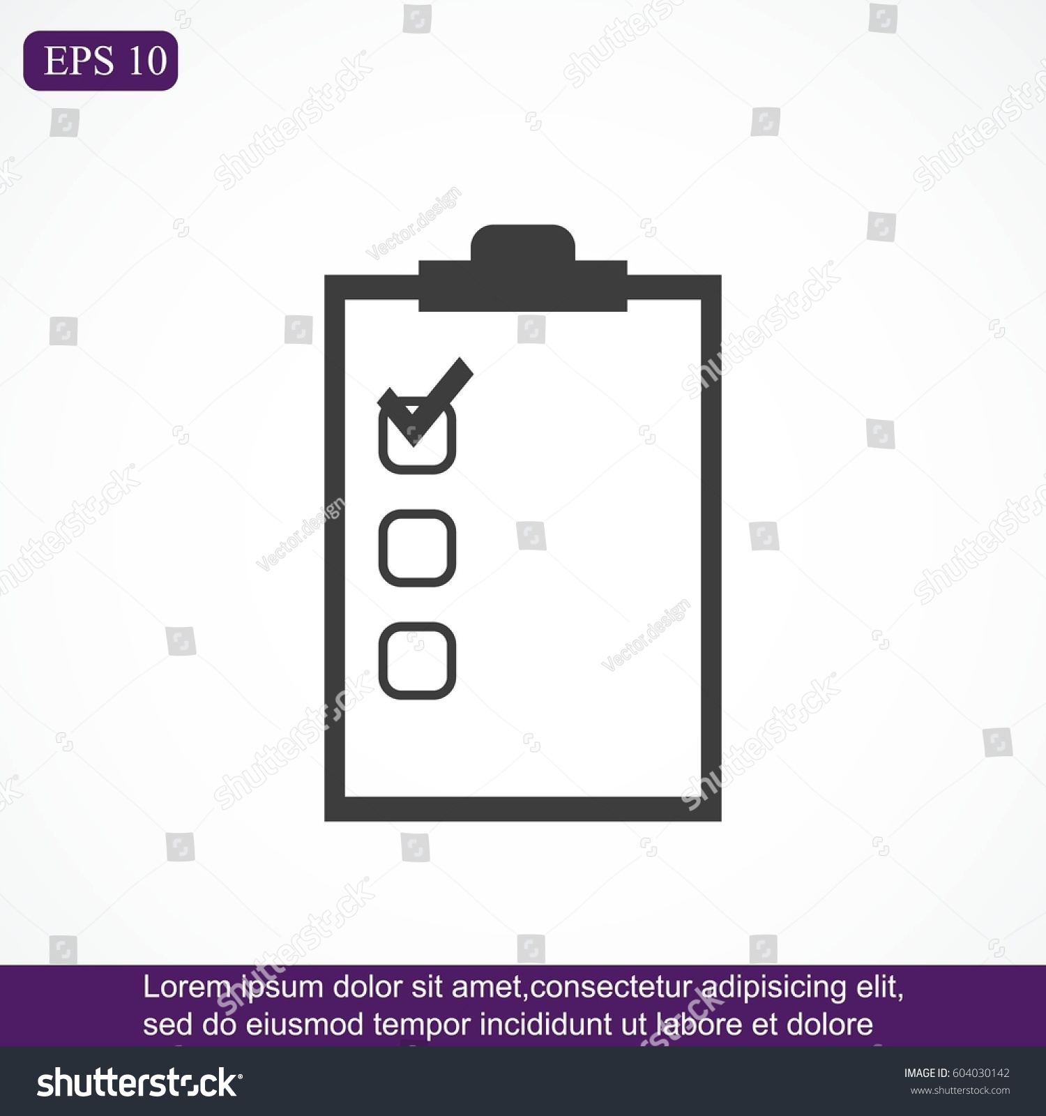 Checklist Vector Icon: vector de stock (libre de regalías) 604030142 ...