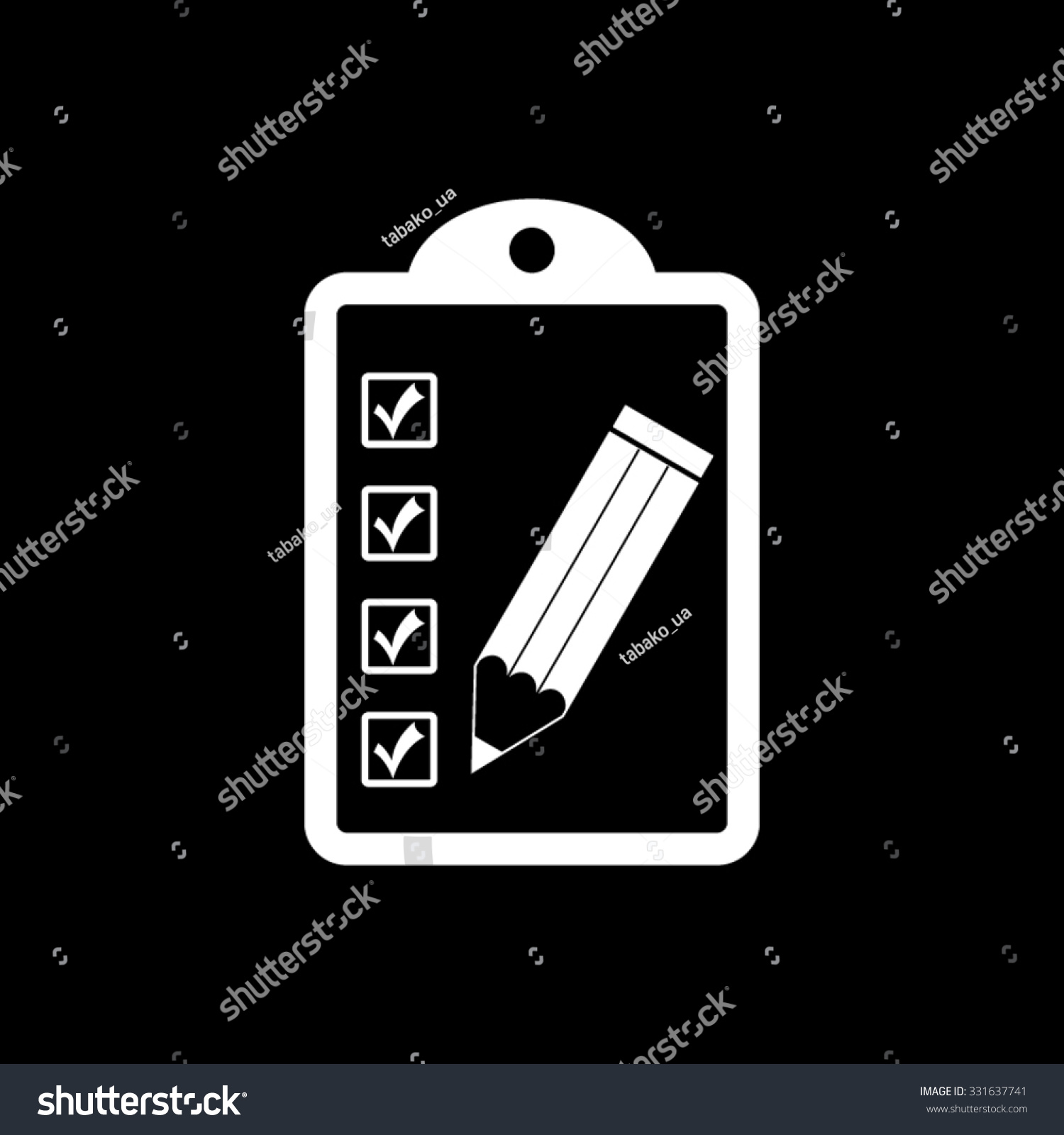 Checklist White Vector Icon Stock Vector (Royalty Free) 331637741