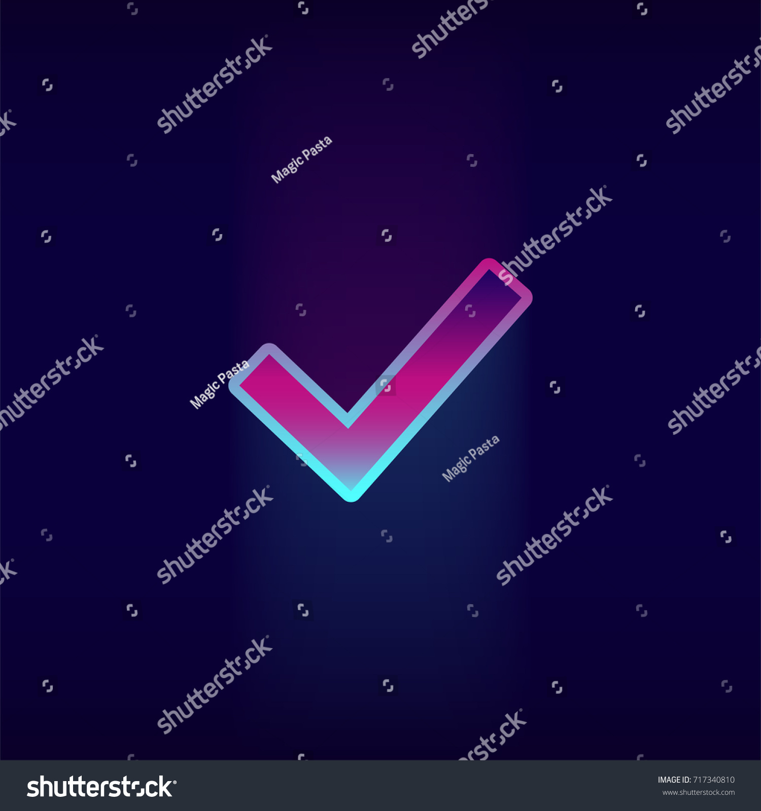 Checkmark Icon Vector Neon Glow: vector de stock (libre de regalías ...