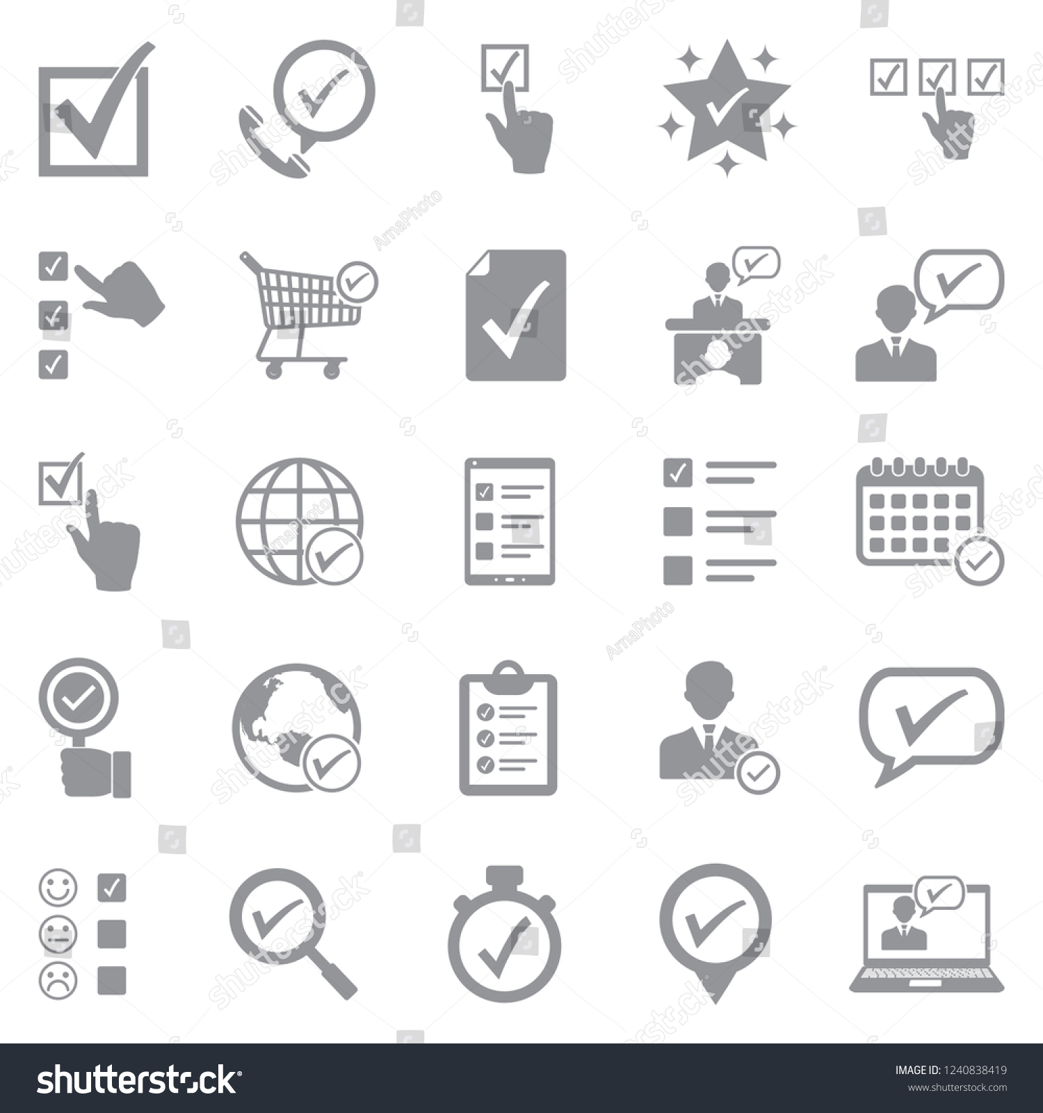Checkmark Icons Gray Flat Design Vector Stock Vector (Royalty Free ...
