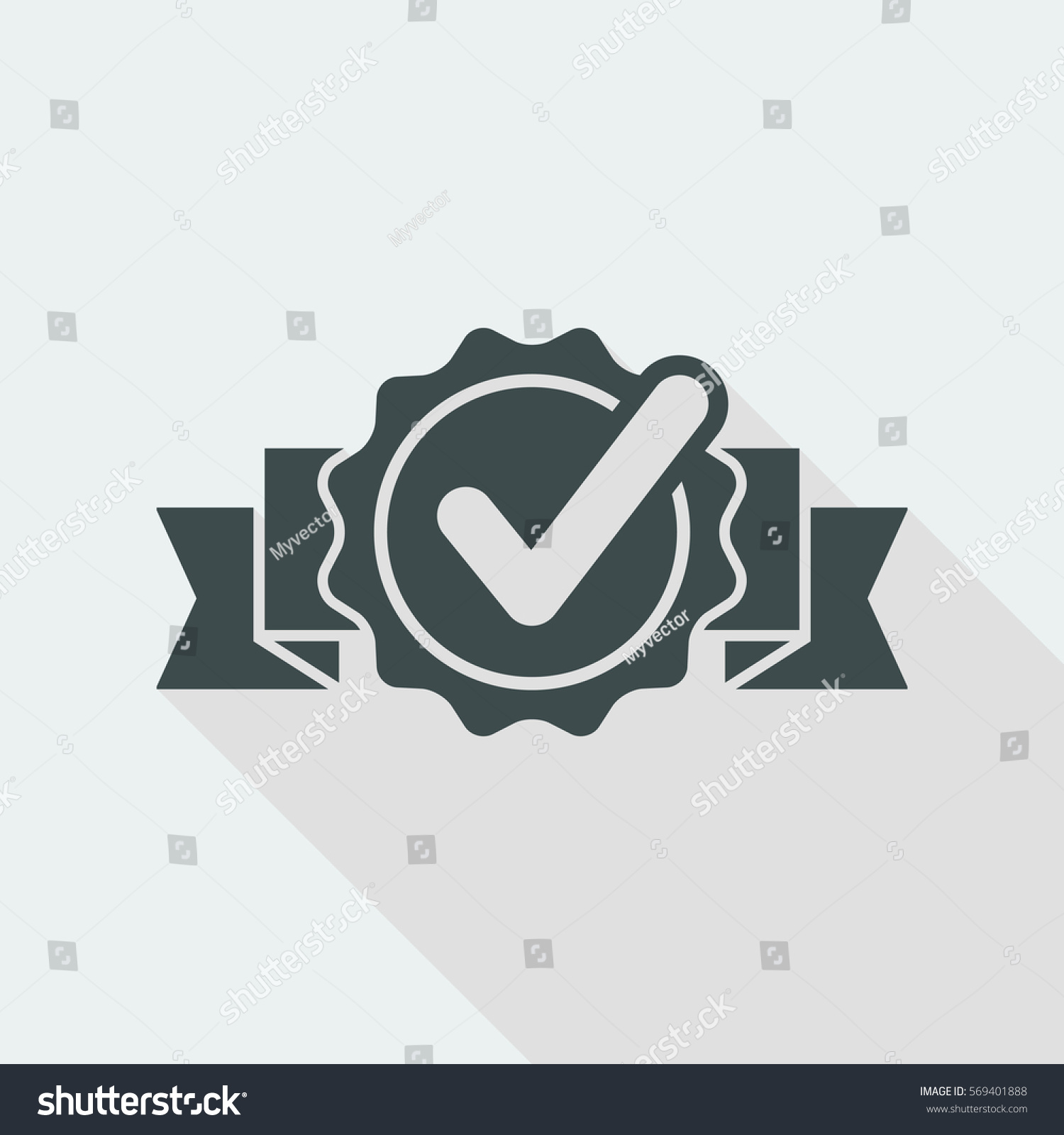 Checkmark On Ribbon Vector Flat Minimal: เวกเตอร์สต็อก (ปลอดค่า ...