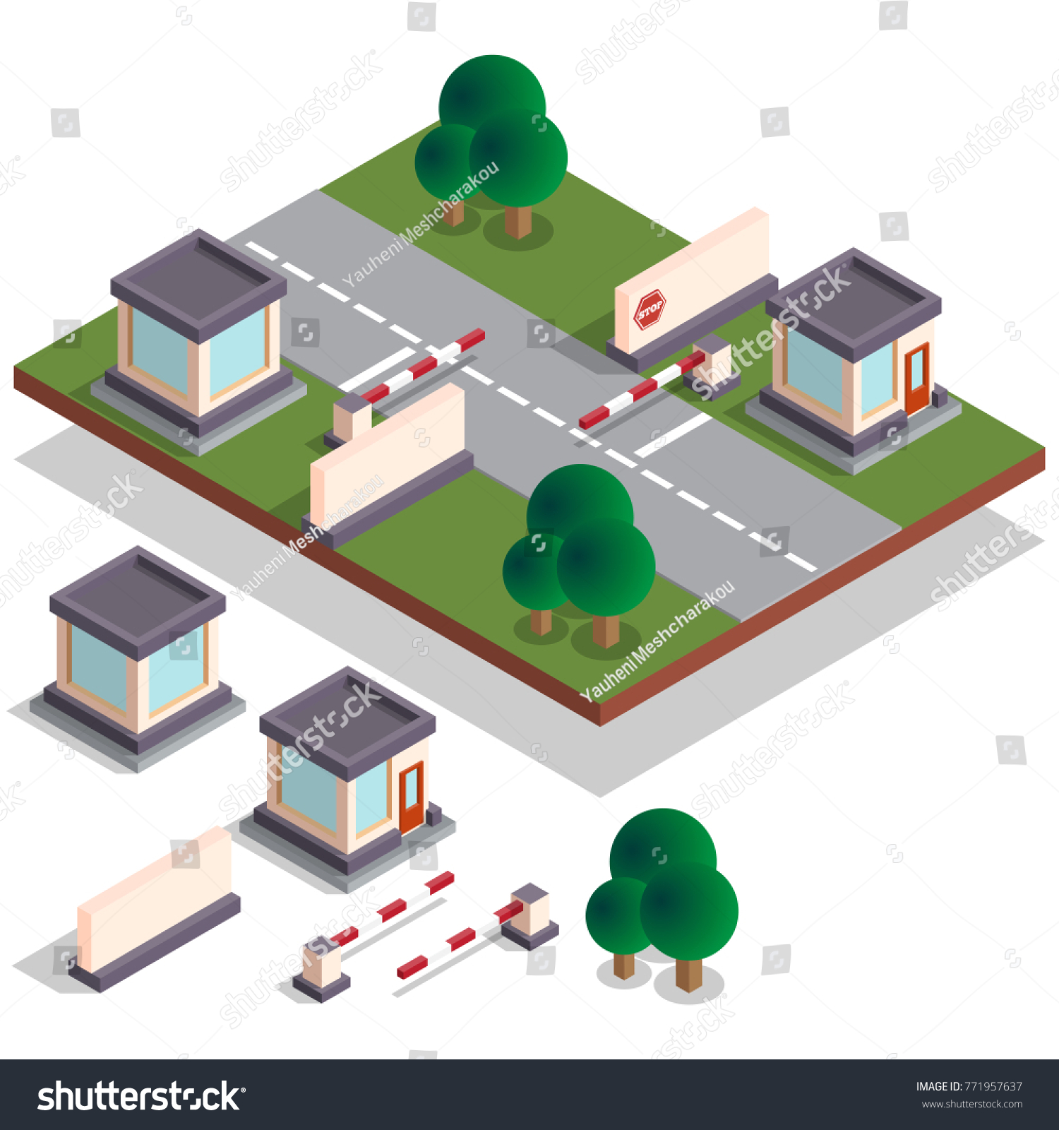 Checkpoint Isometric Vector Illustration Stock Vector (Royalty Free ...