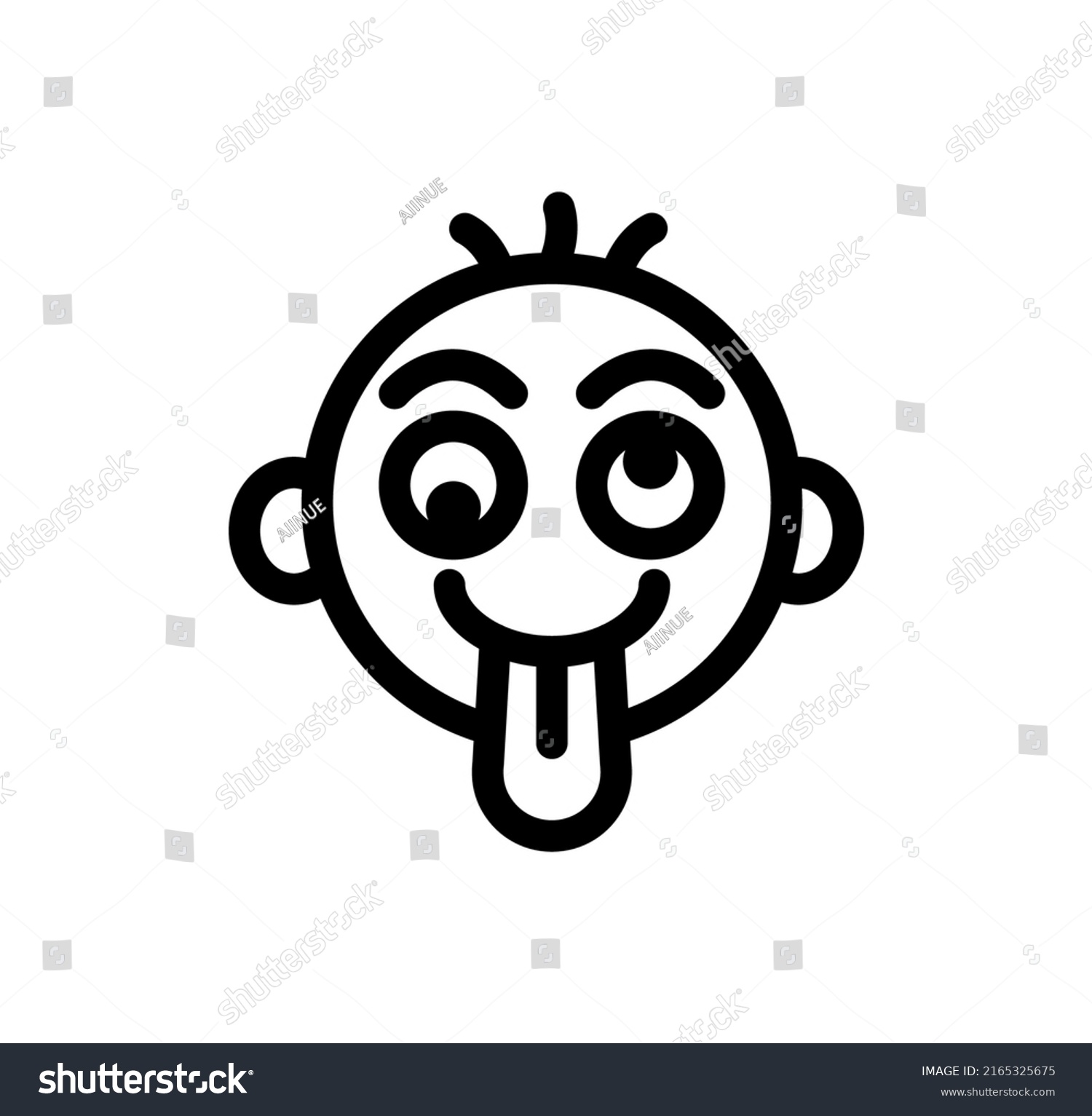 Cheeky Face Linear Icon Stock Vector (Royalty Free) 2165325675 ...