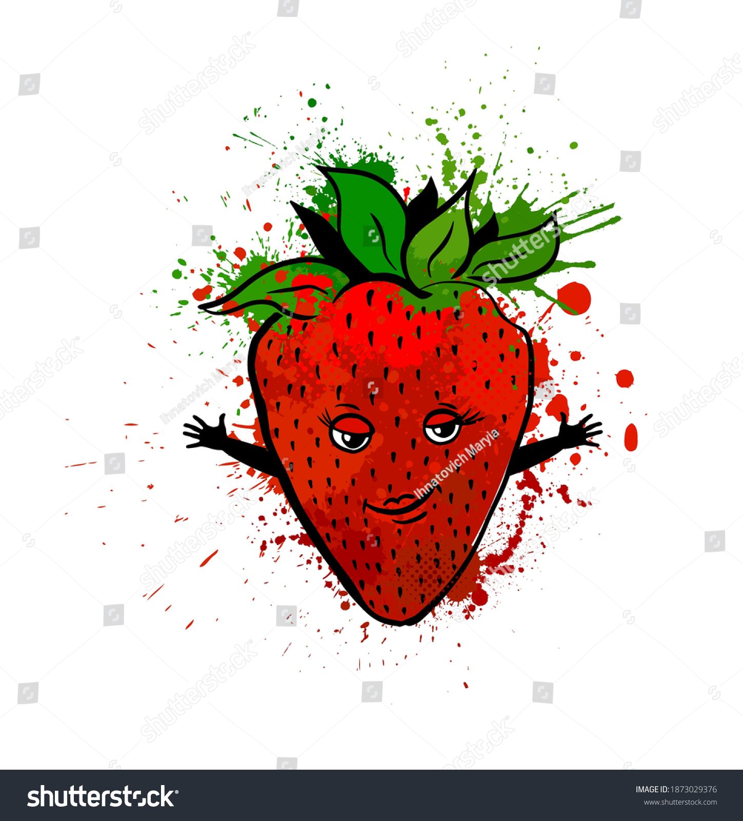 Cheerful Cute Strawberry Vector Illustration Stock Vector (Royalty Free ...