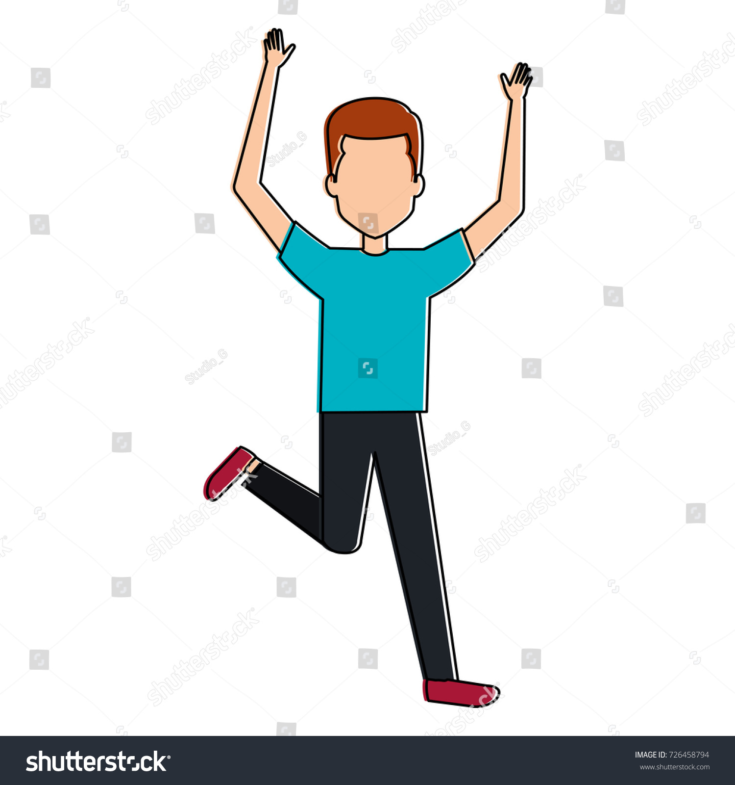 Cheerful Jumping Man Avatar Stock Vector (Royalty Free) 726458794 ...