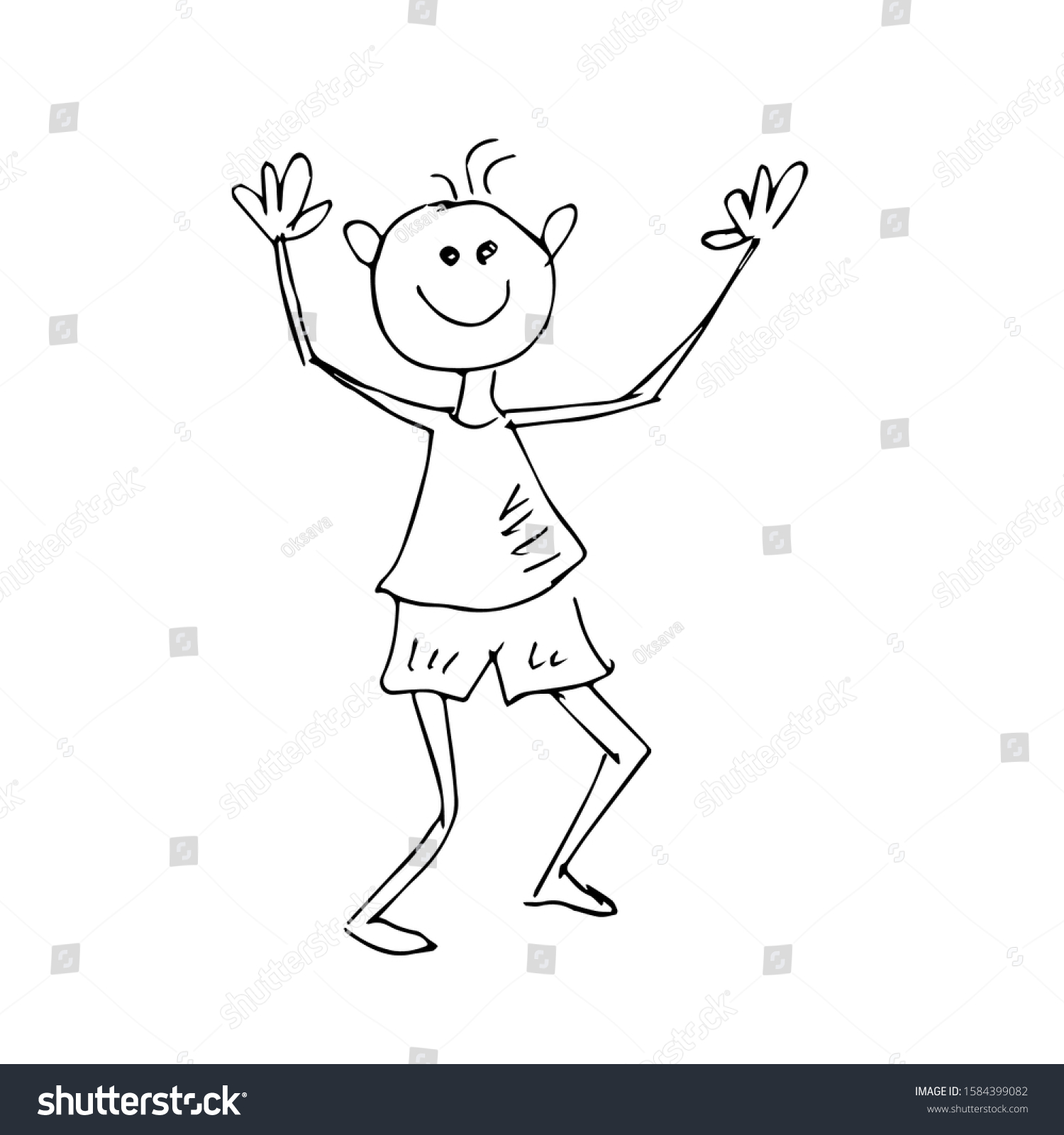 Cheerful Man Line Drawing Vector Illustration Stock Vector (Royalty ...