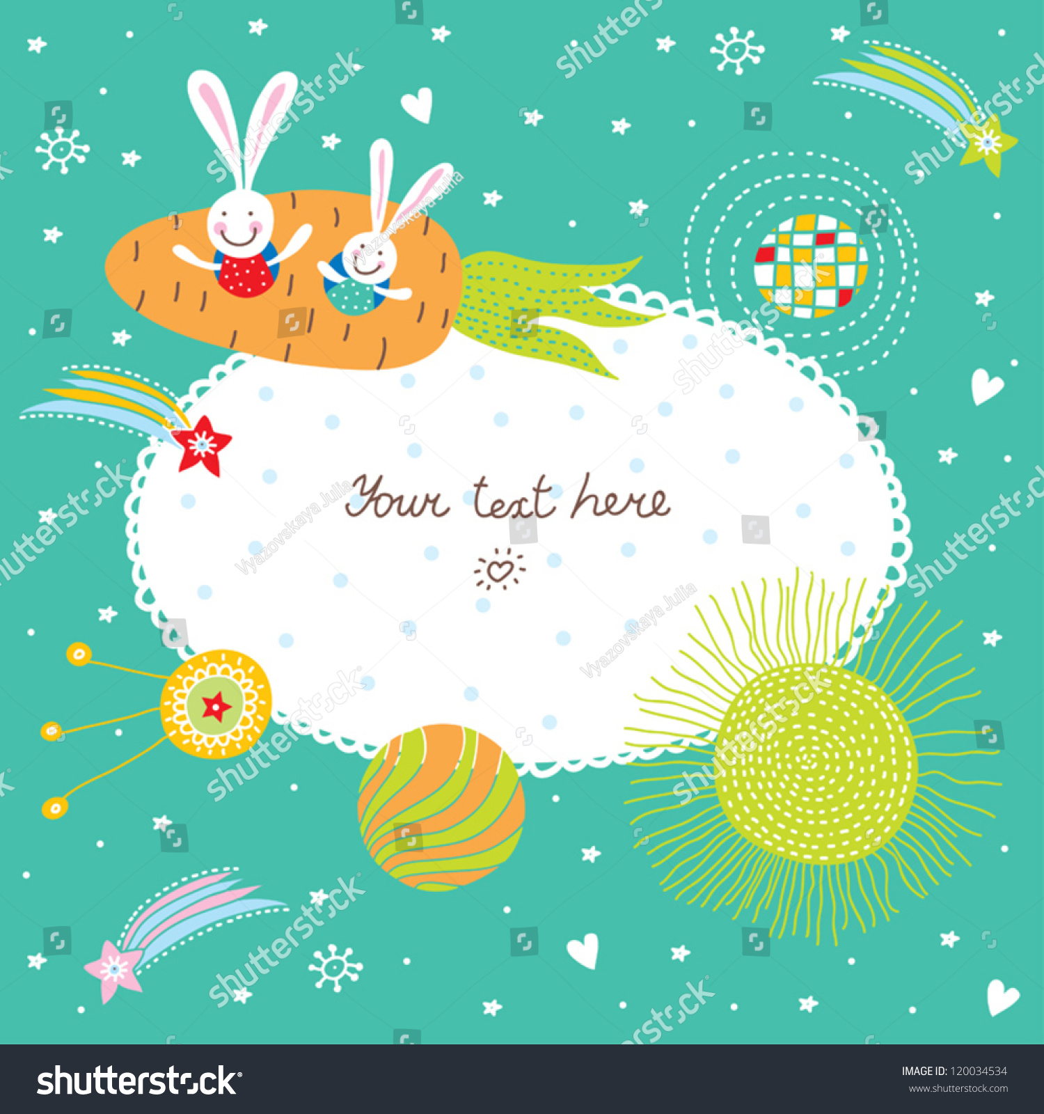Cheerful Rabbits Space Text Frame Stock Vector (Royalty Free) 120034534 ...
