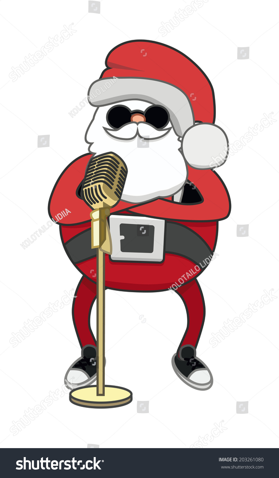 Cheerful Santa Microphone Vector Stock Vector (Royalty Free) 203261080