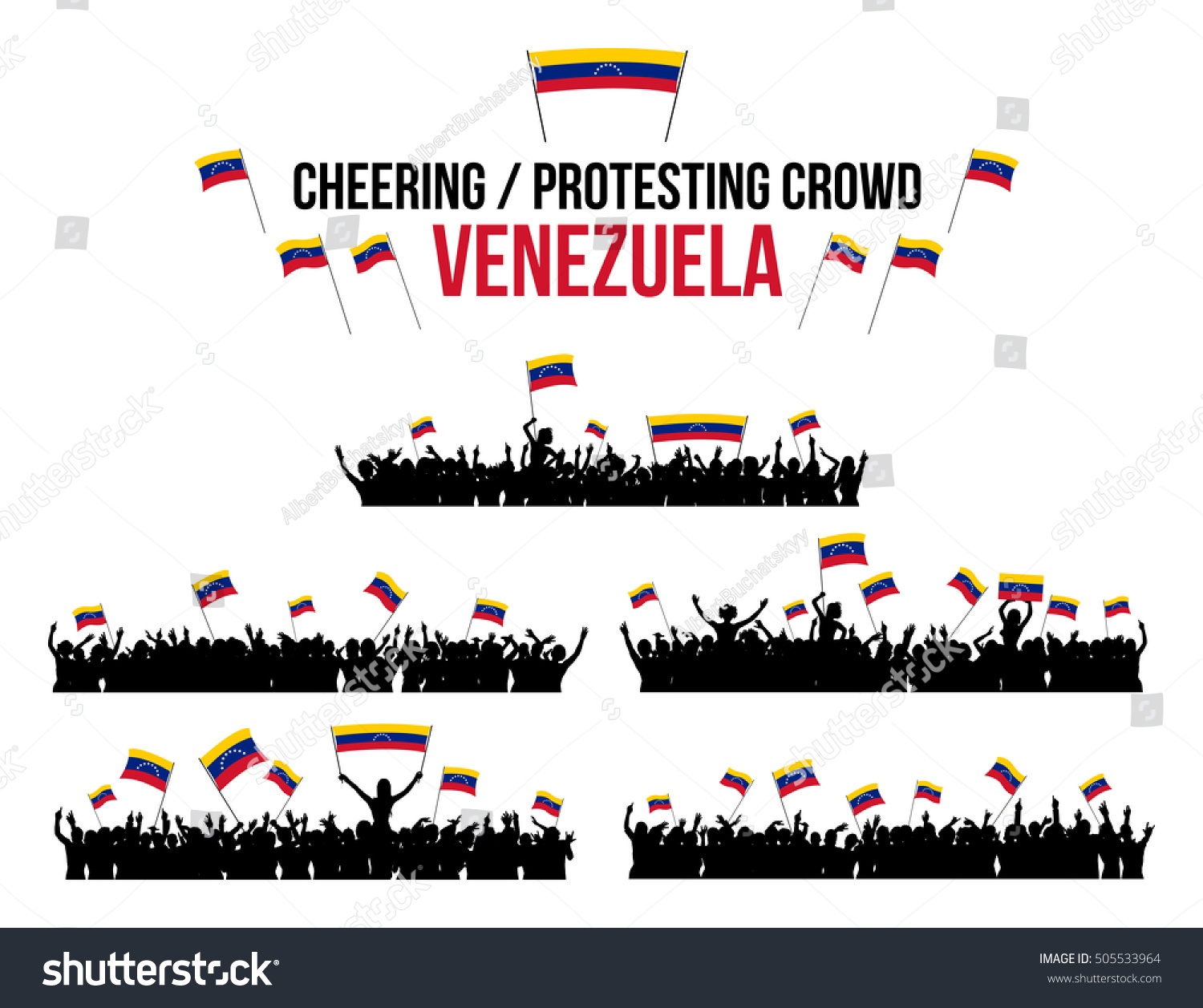Cheering Protesting Crowd Venezuela Stock Vector (Royalty Free) 505533964