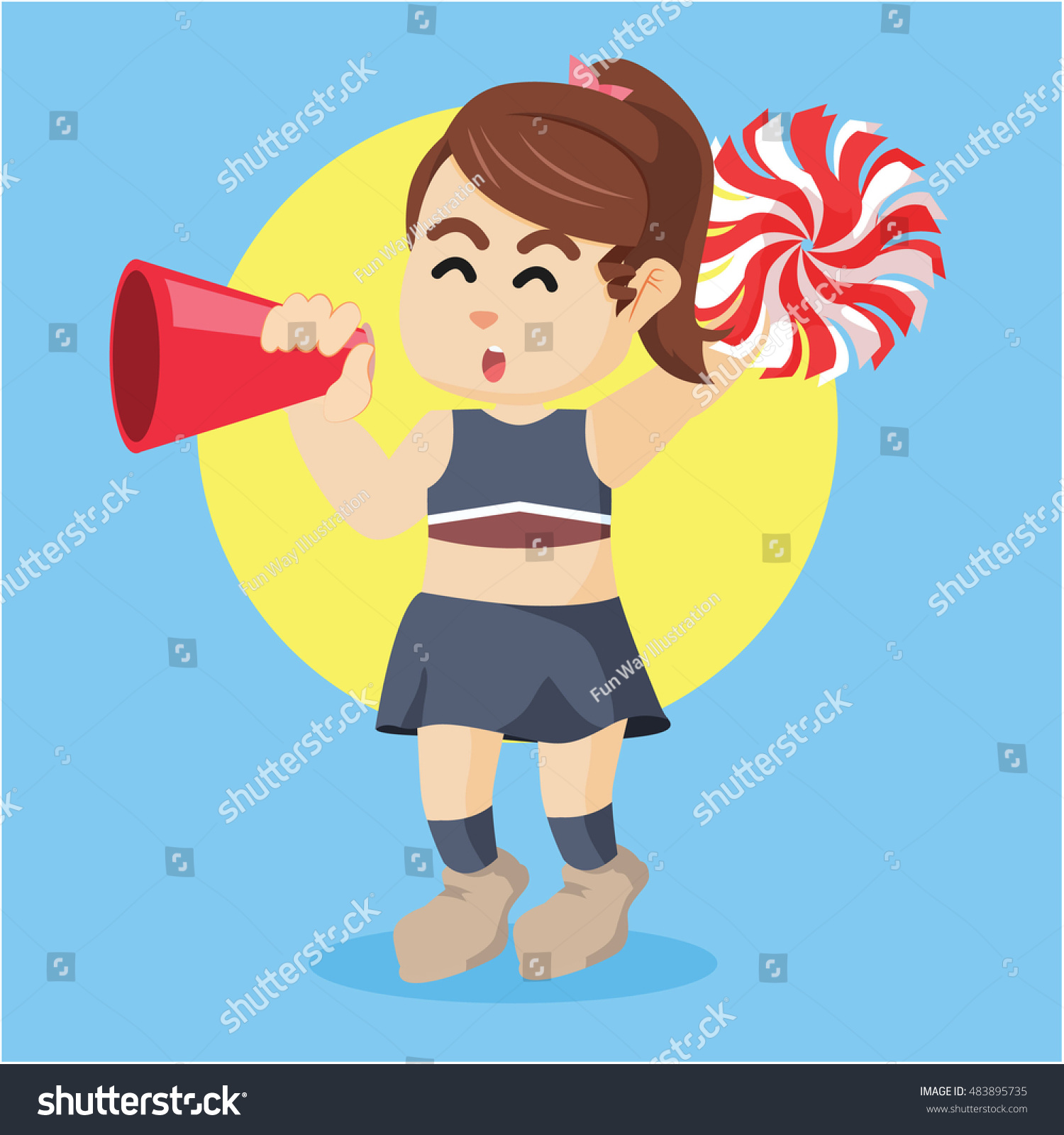 Cheerleader Cheering Megaphone Stock Vector (Royalty Free) 483895735 ...