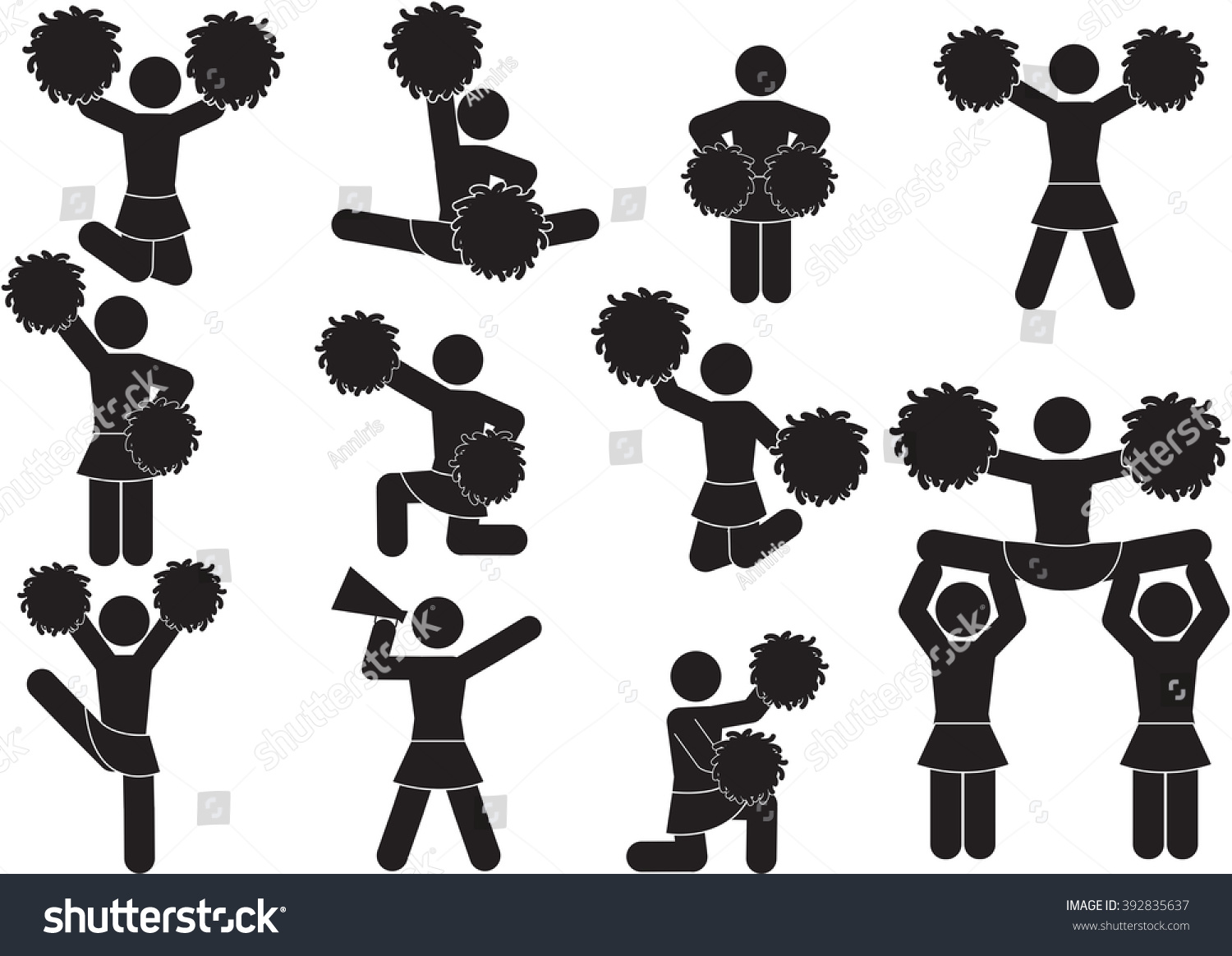 Cheerleader Team Icon Set Stock Vector (Royalty Free) 392835637