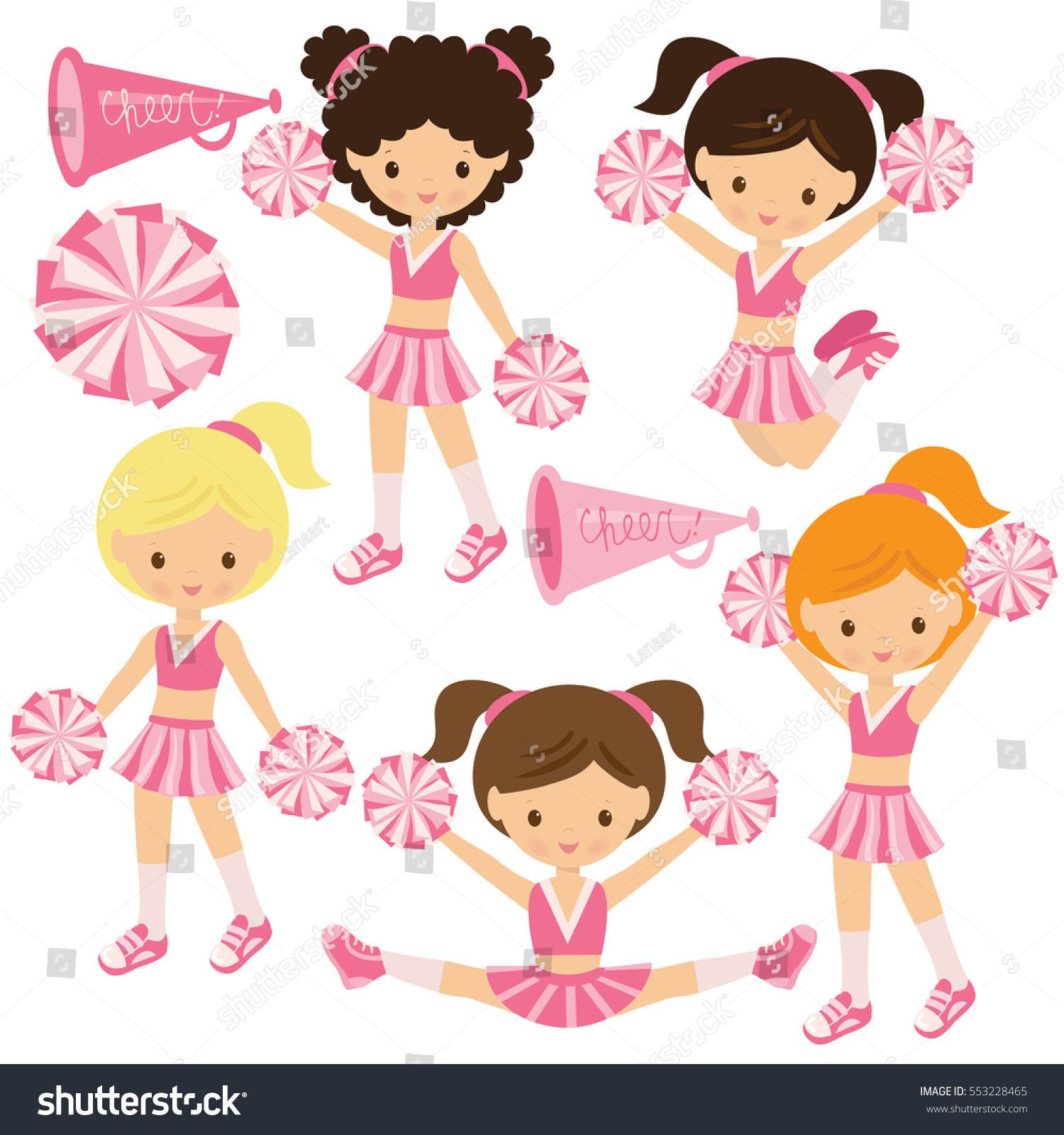 Cheerleader Vector Cartoon Illustration: Stock-Vektorgrafik (Lizenzfrei ...