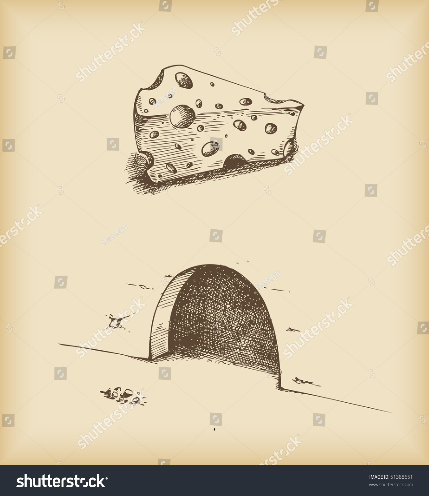 Cheese Mouse Hole Drawing Vector Stock Vector (Royalty Free) 51388651