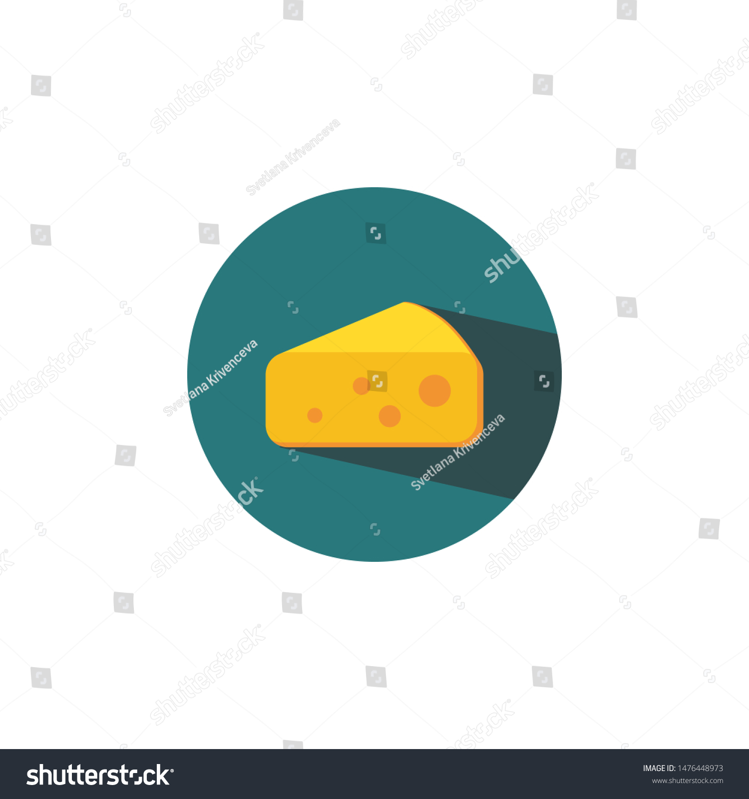 Cheese Flat Icon Shadow Vector Illustration Stock Vector (Royalty Free ...