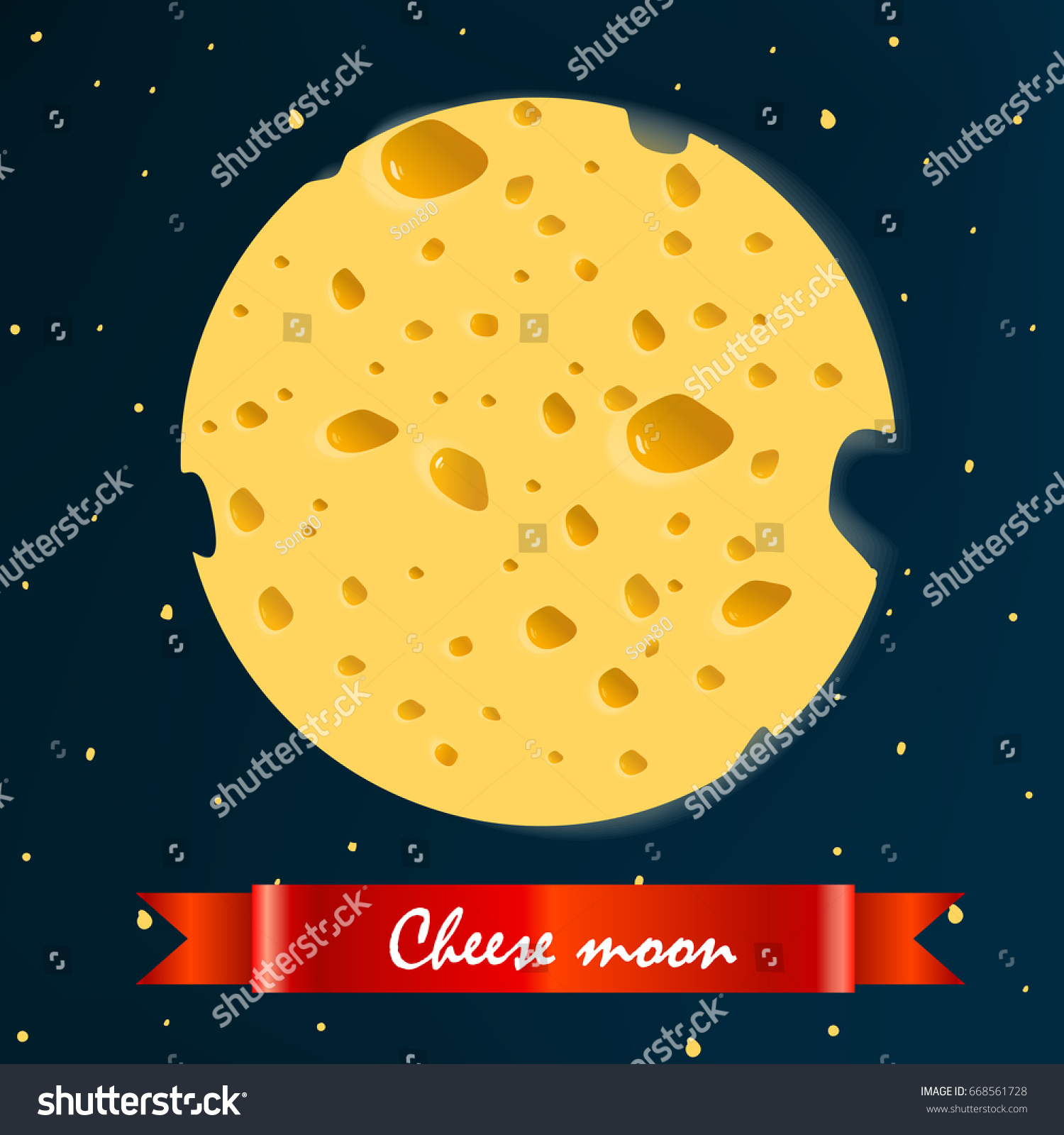 Cheese Moon Red Ribbon Vector Stock Vector (Royalty Free) 668561728 ...