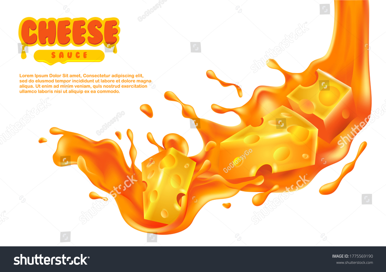 Cheese Sauce Falling Flow Motion Vector Stock Vector (Royalty Free ...