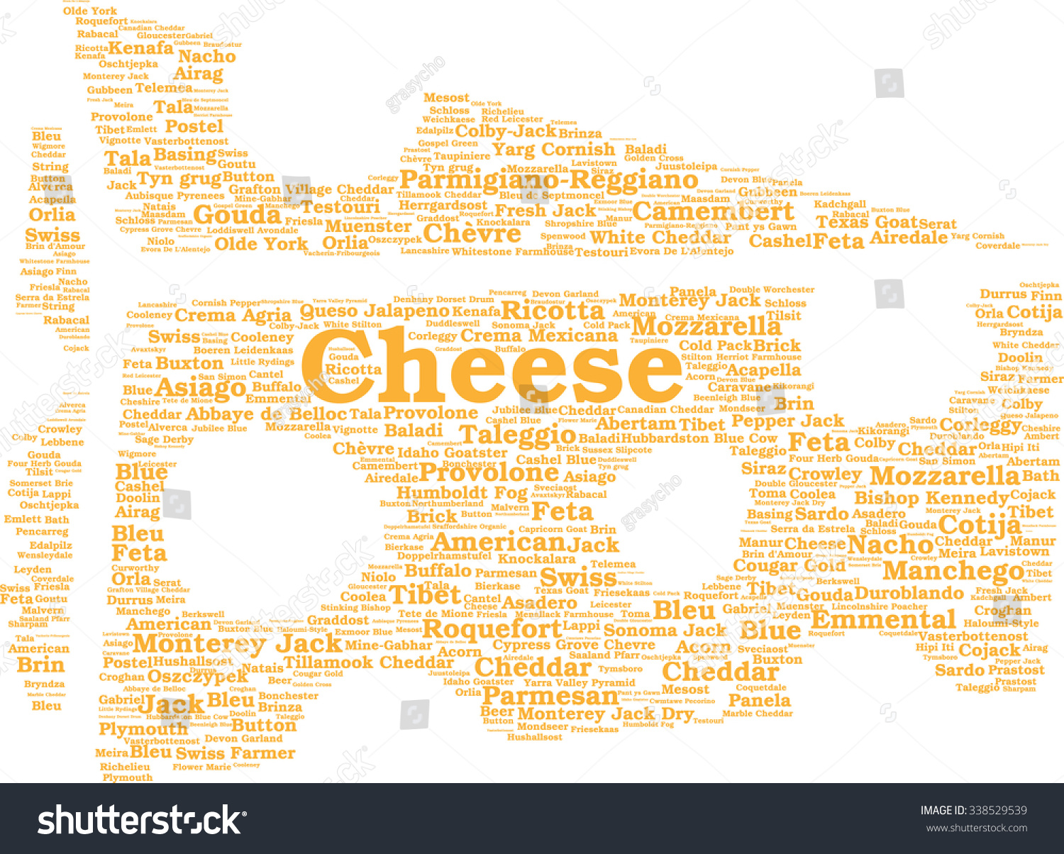 Cheese Shaped Cheese Types Word Cloud: เวกเตอร์สต็อก (ปลอดค่าลิขสิทธิ์ ...