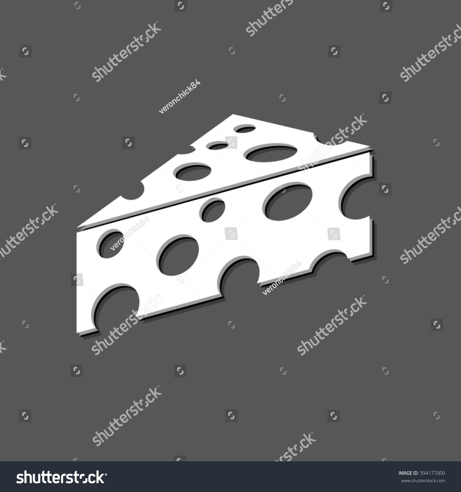 Cheese White Vector Icon Shadow Stock Vector (Royalty Free) 394177000