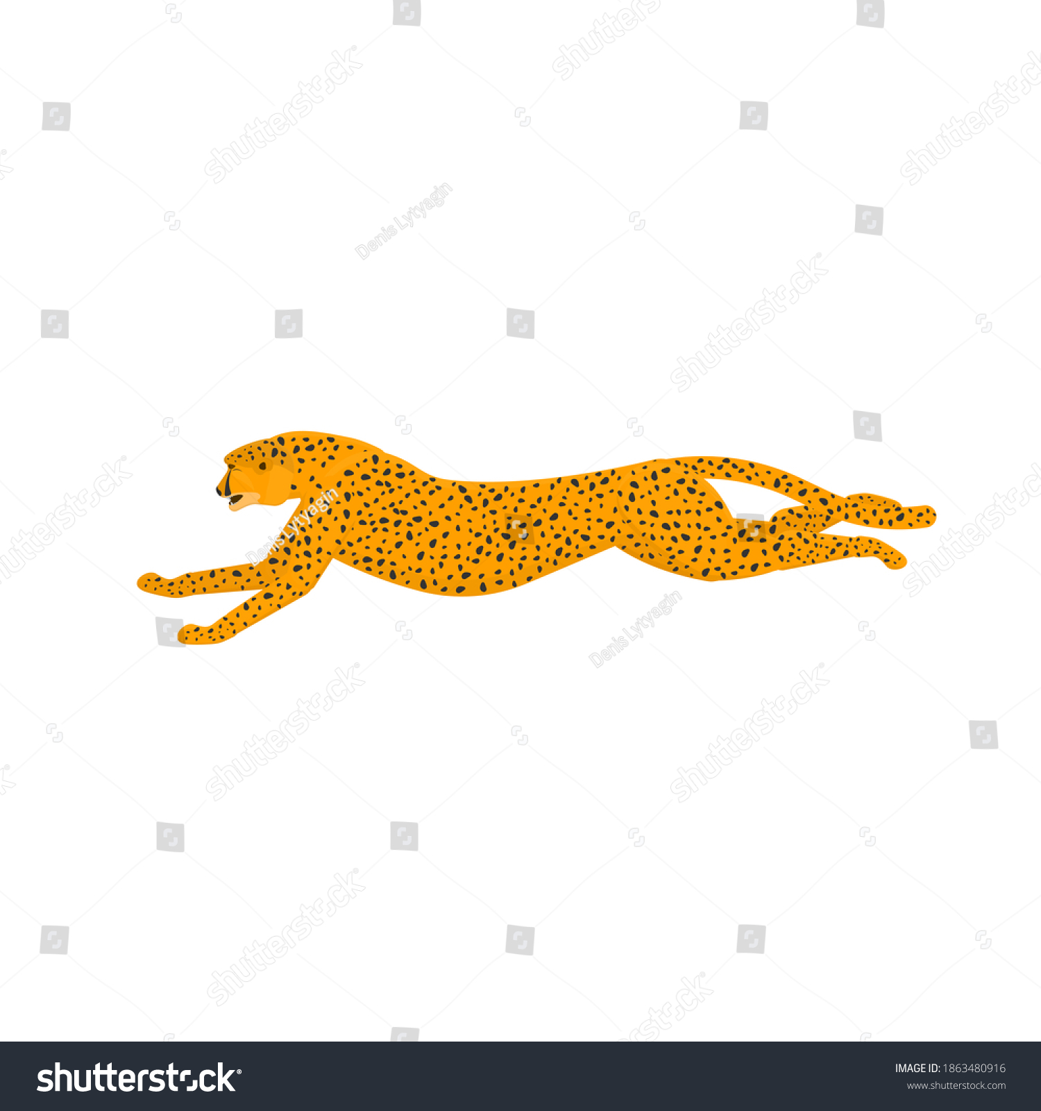 Cheetah Running Cheetah Vector Illustration Stock Vector (Royalty Free ...