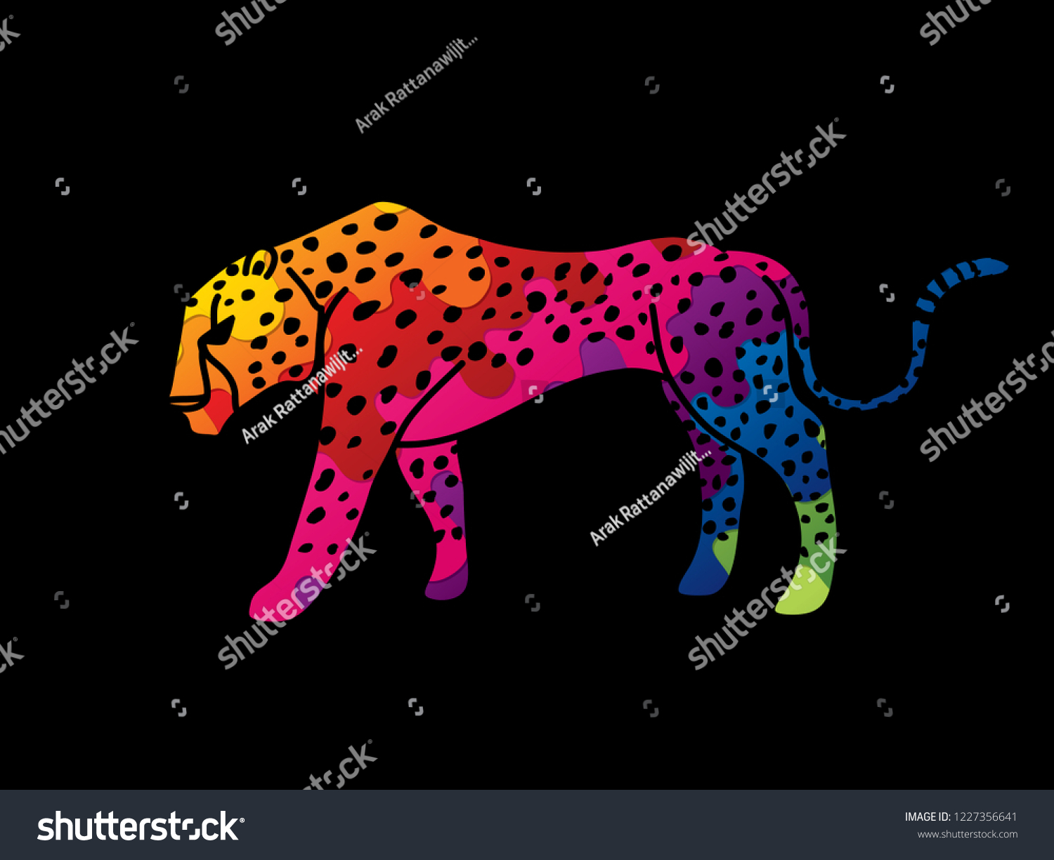 Cheetah Side View Graphic Vector Stock Vector (Royalty Free) 1227356641 ...