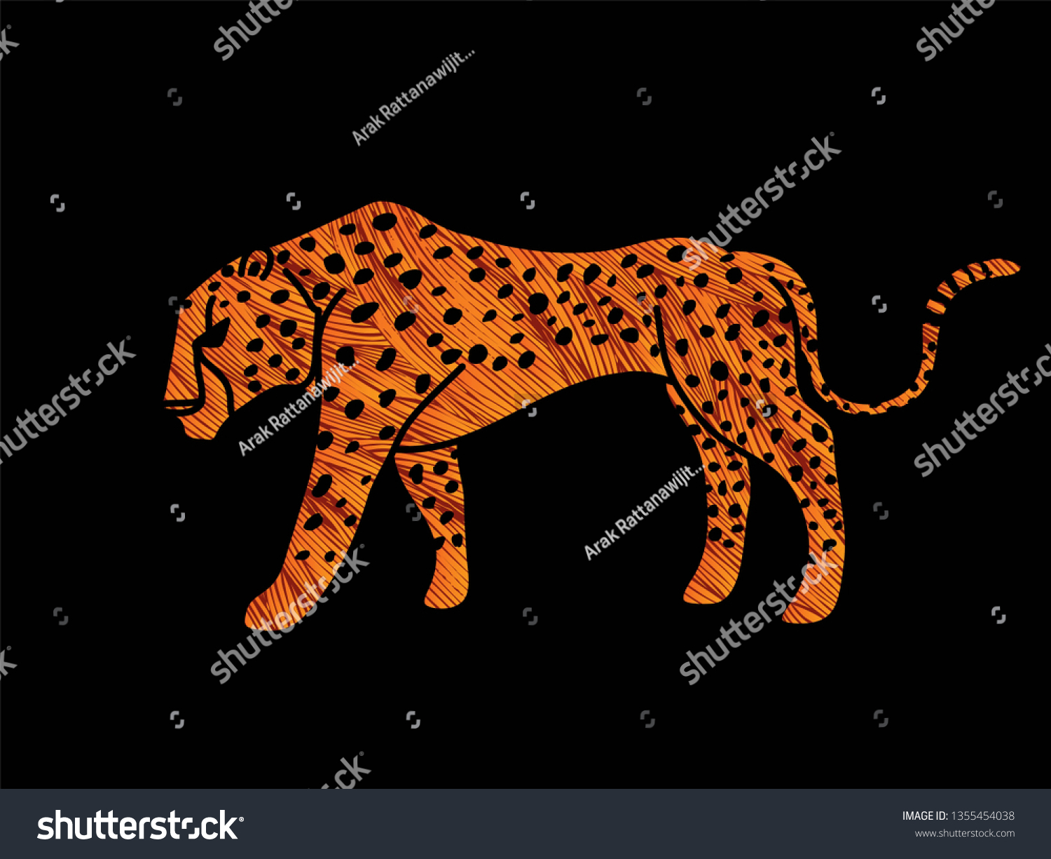 Cheetah Side View Tiger Graphic Vector: vector de stock (libre de ...