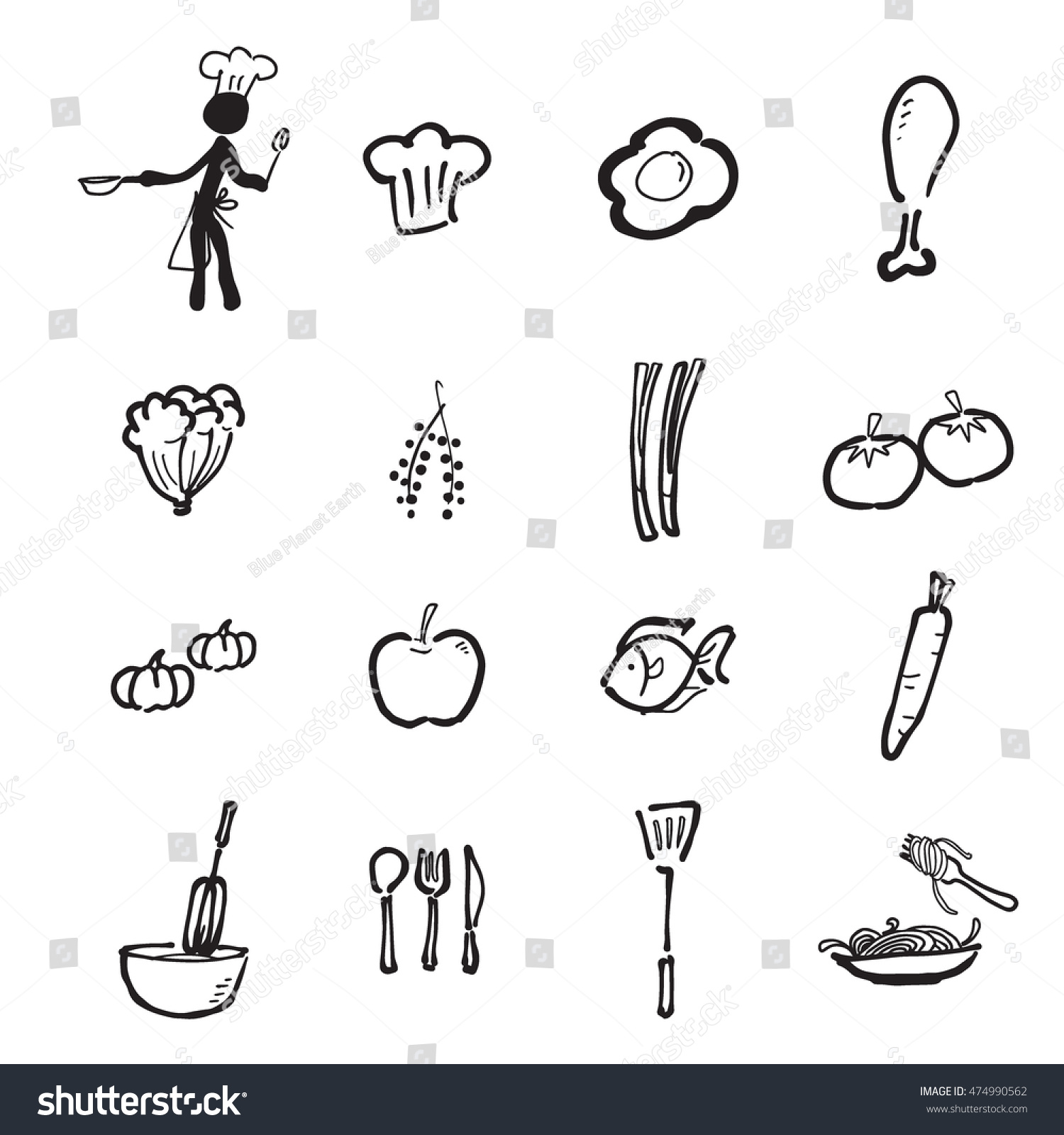Chef Kitchen Cartoon Drawing Stock Vector (Royalty Free) 474990562 ...