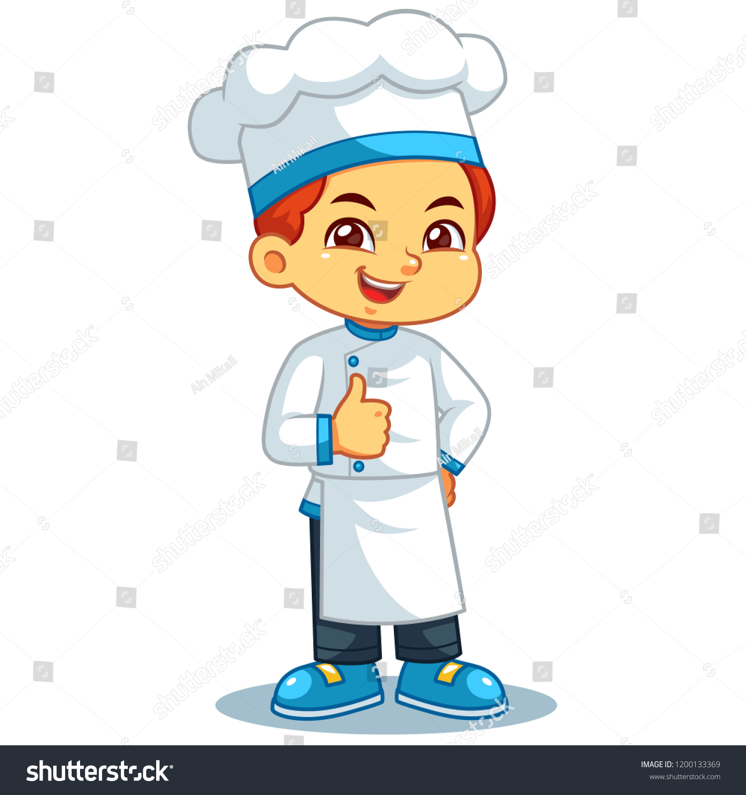 Chef Boy Thumb Pose 库存矢量图（免版税）1200133369 | Shutterstock