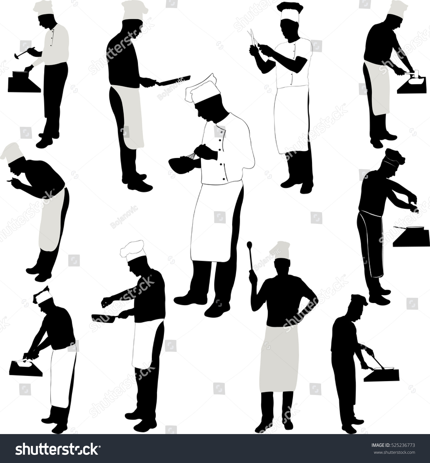 Chef Cook Silhouette Collection Vector Stock Vector (Royalty Free ...