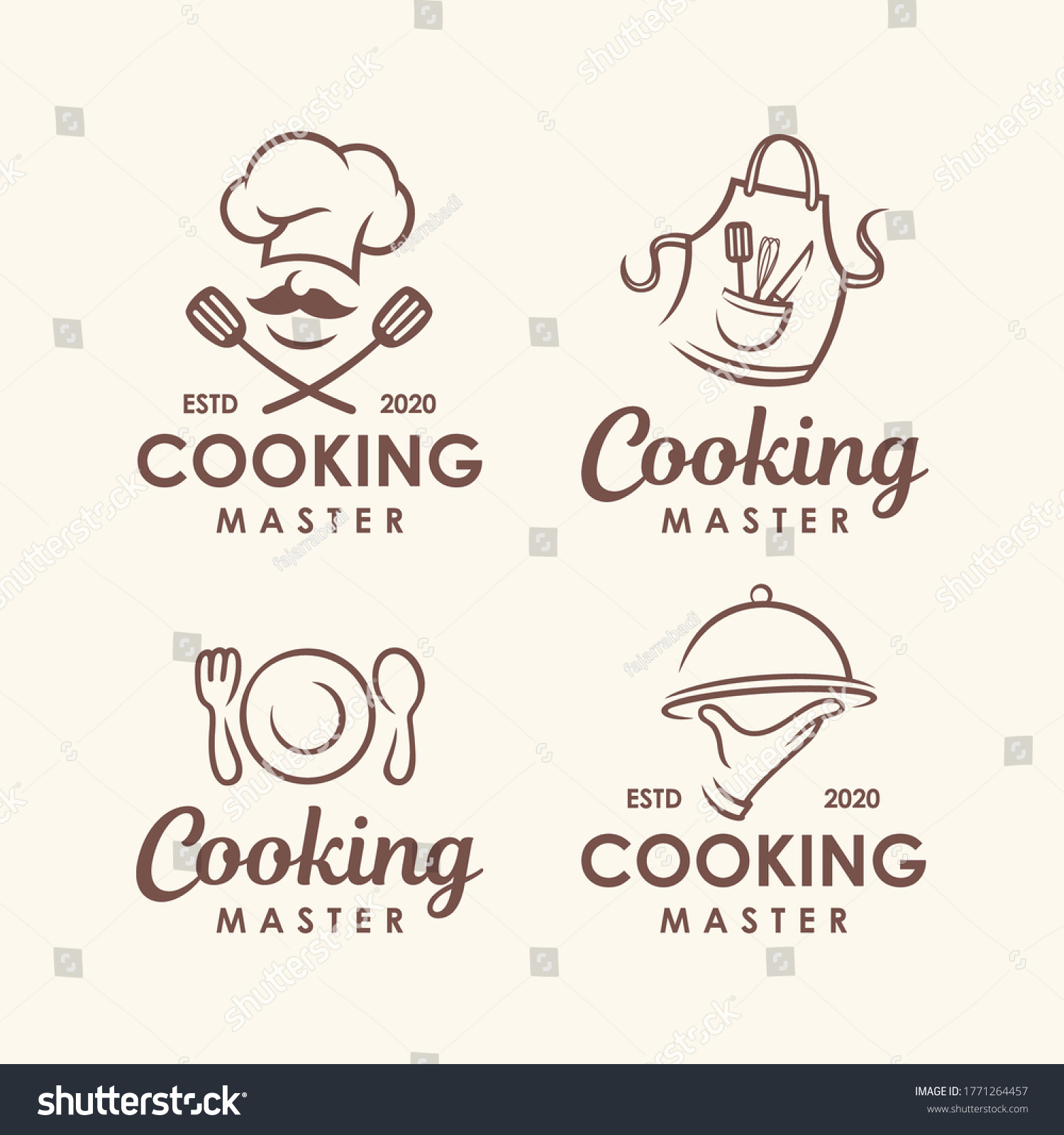 Chef Cooking Logo Template Set Vector Stock Vector (Royalty Free ...