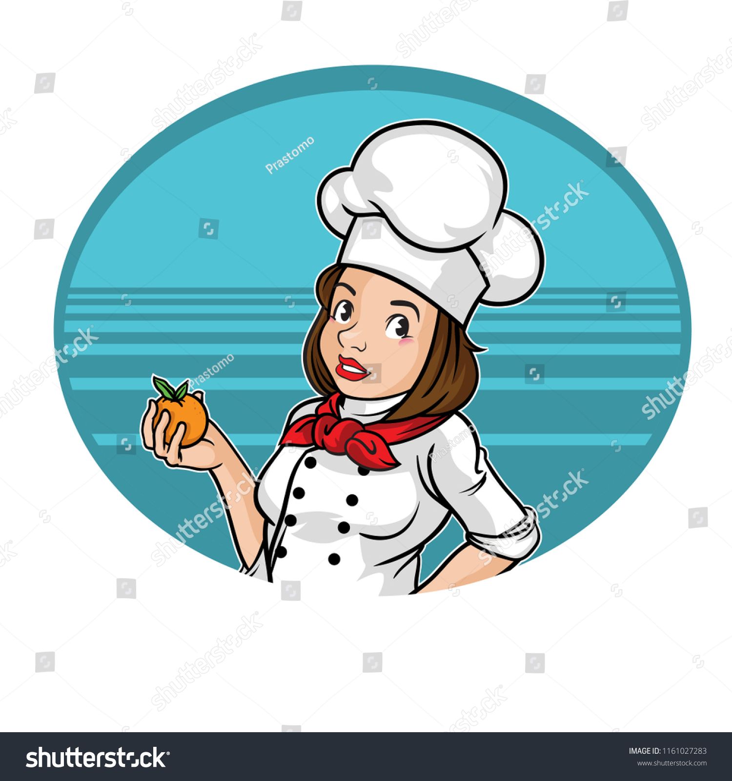 Chef Girl Cartoon Vector: เวกเตอร์สต็อก (ปลอดค่าลิขสิทธิ์) 1161027283
