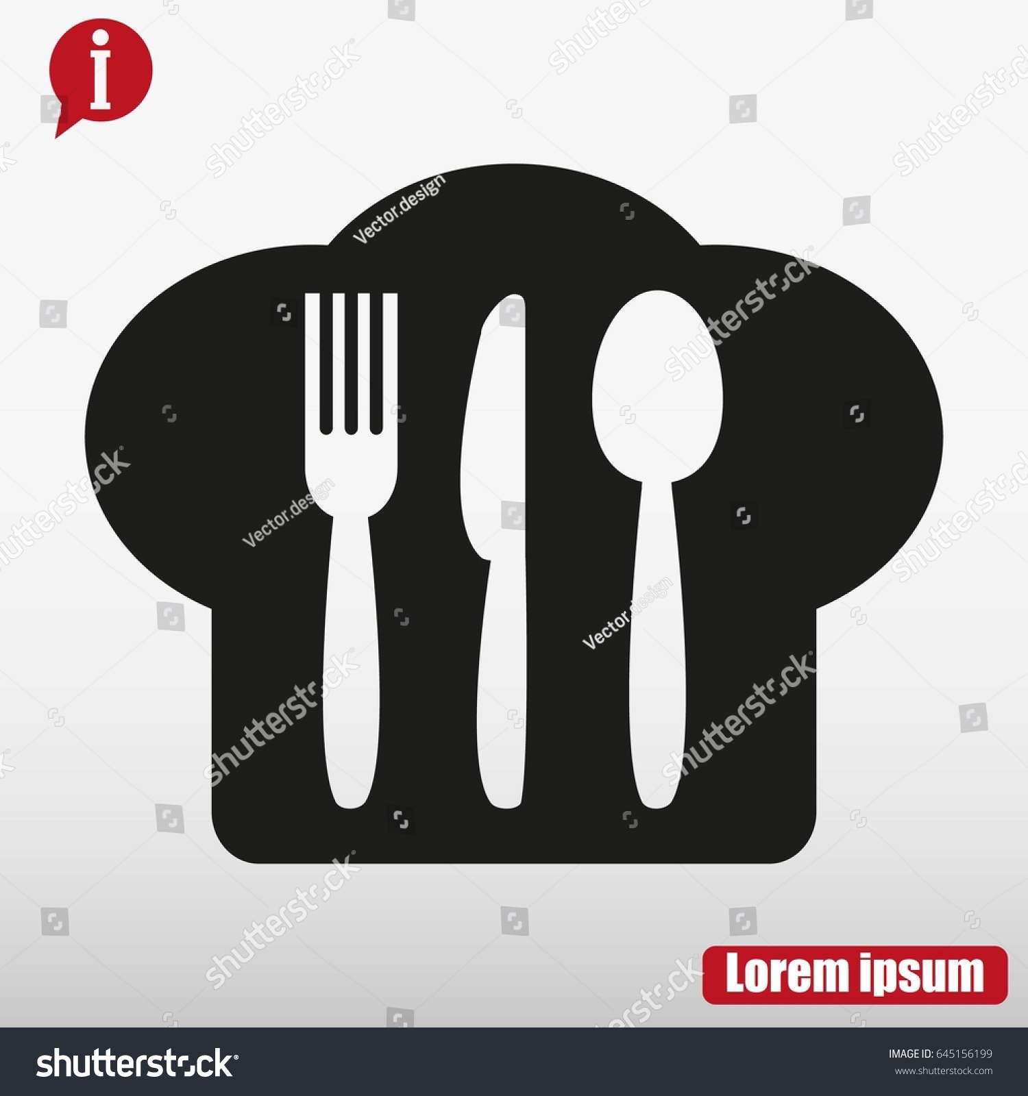 Chef Hat Spoon Fork Knife Icon Stock Vector (Royalty Free) 645156199