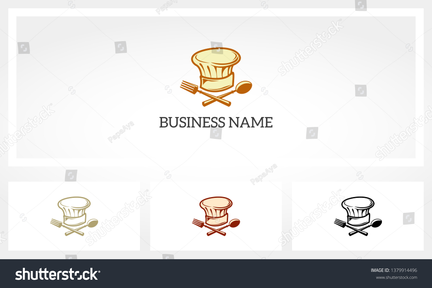 Chef Hat Toque Spoon Fork Logo Stock Vector (Royalty Free) 1379914496 ...
