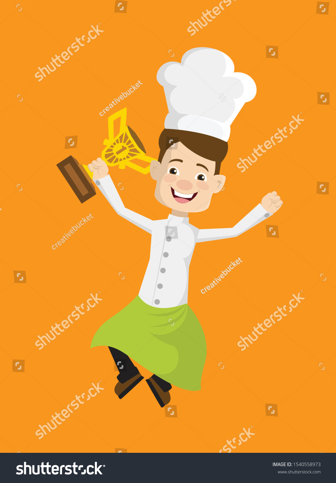 Chef Jumping Trophy Stock Vector (Royalty Free) 1540558973