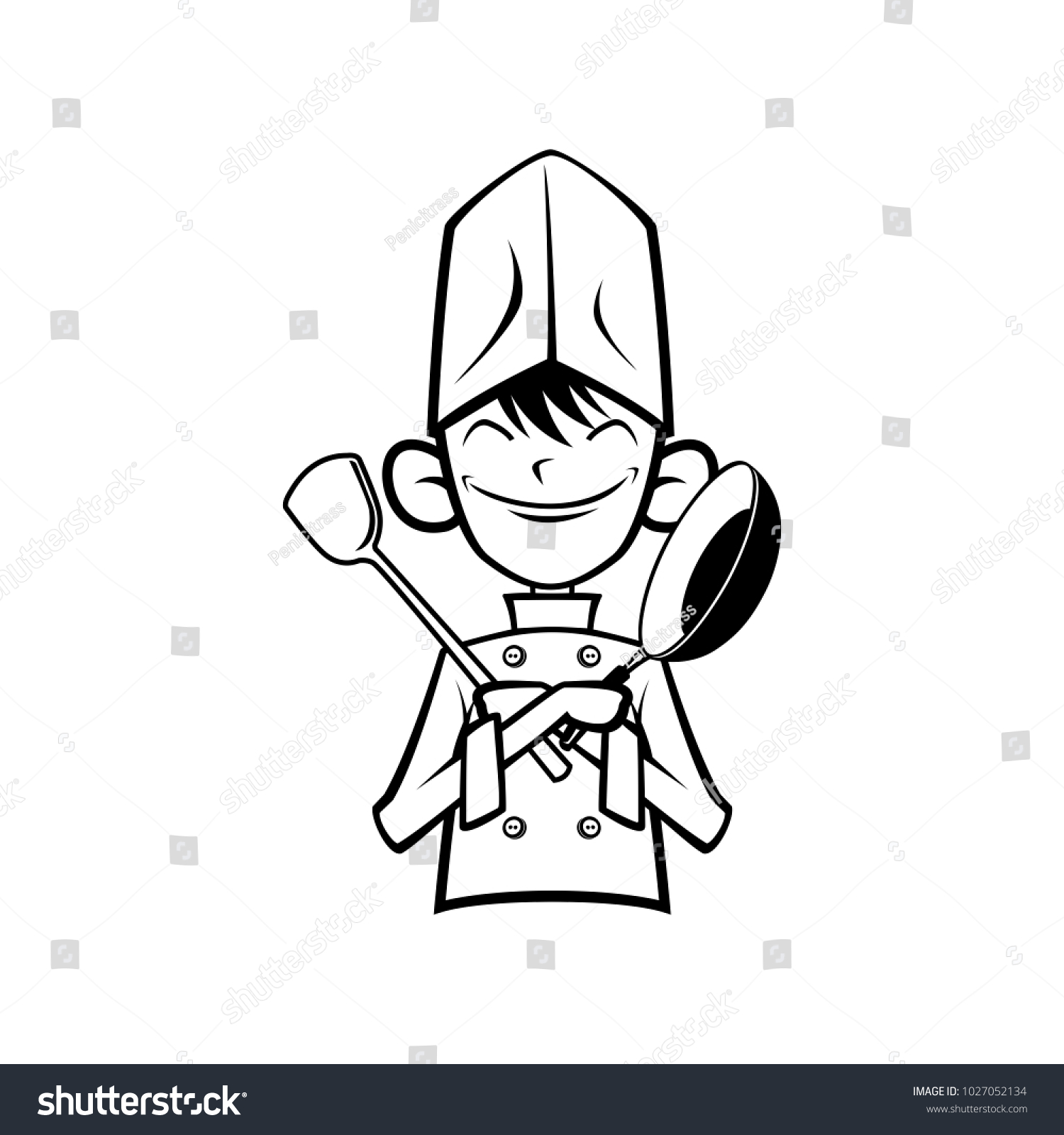 Chef Logo Black White: vector de stock (libre de regalías) 1027052134 ...