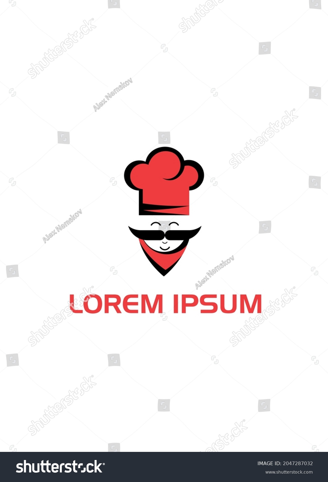 Chef Logo On White Background Stock Vector (Royalty Free) 2047287032