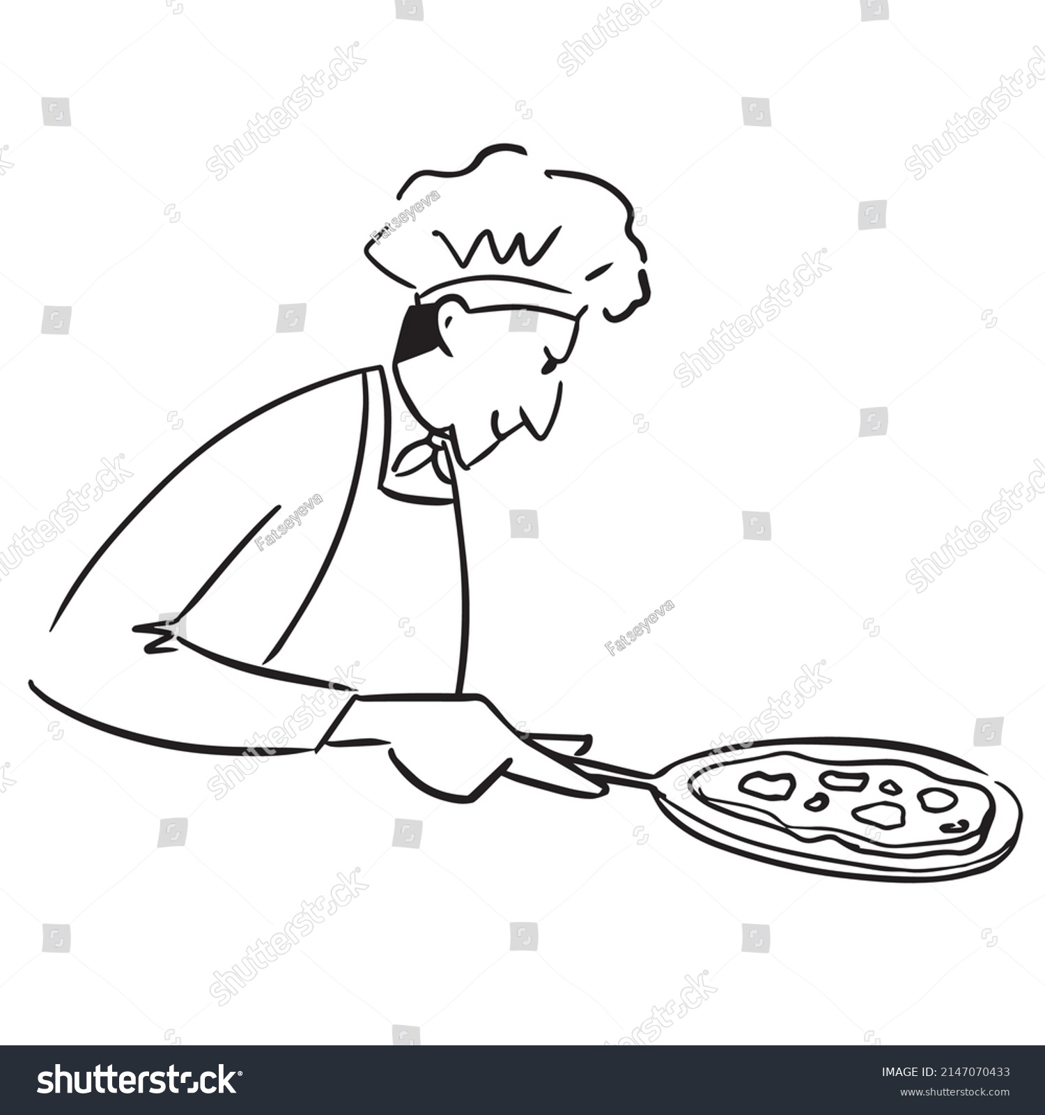 Chef Making Pizza Vector Eps 10 Stock Vector (Royalty Free) 2147070433 ...