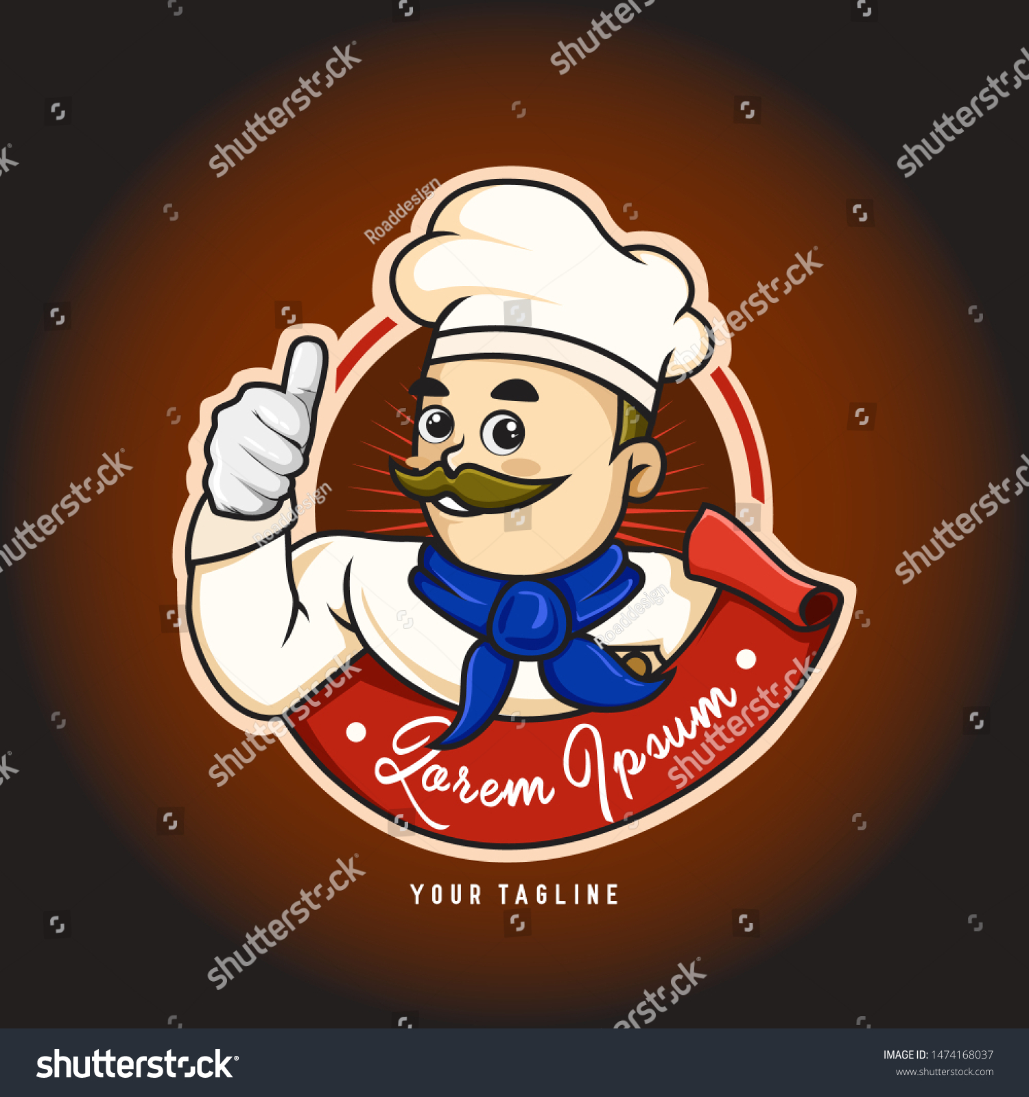 Chef Man Logo Macot Character Stock Vector (Royalty Free) 1474168037
