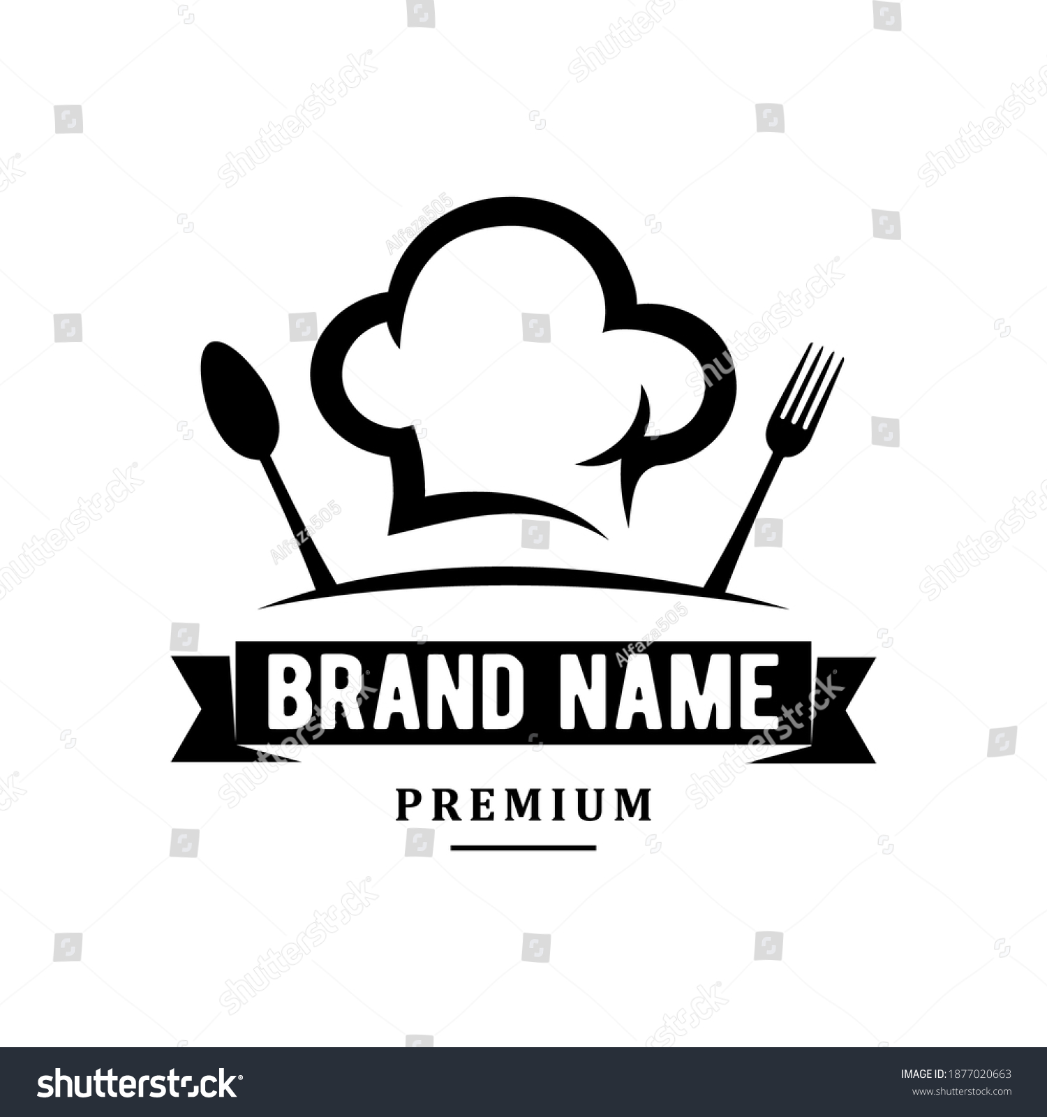 Chef Restaurant Logo Design: เวกเตอร์สต็อก (ปลอดค่าลิขสิทธิ์) 1877020663
