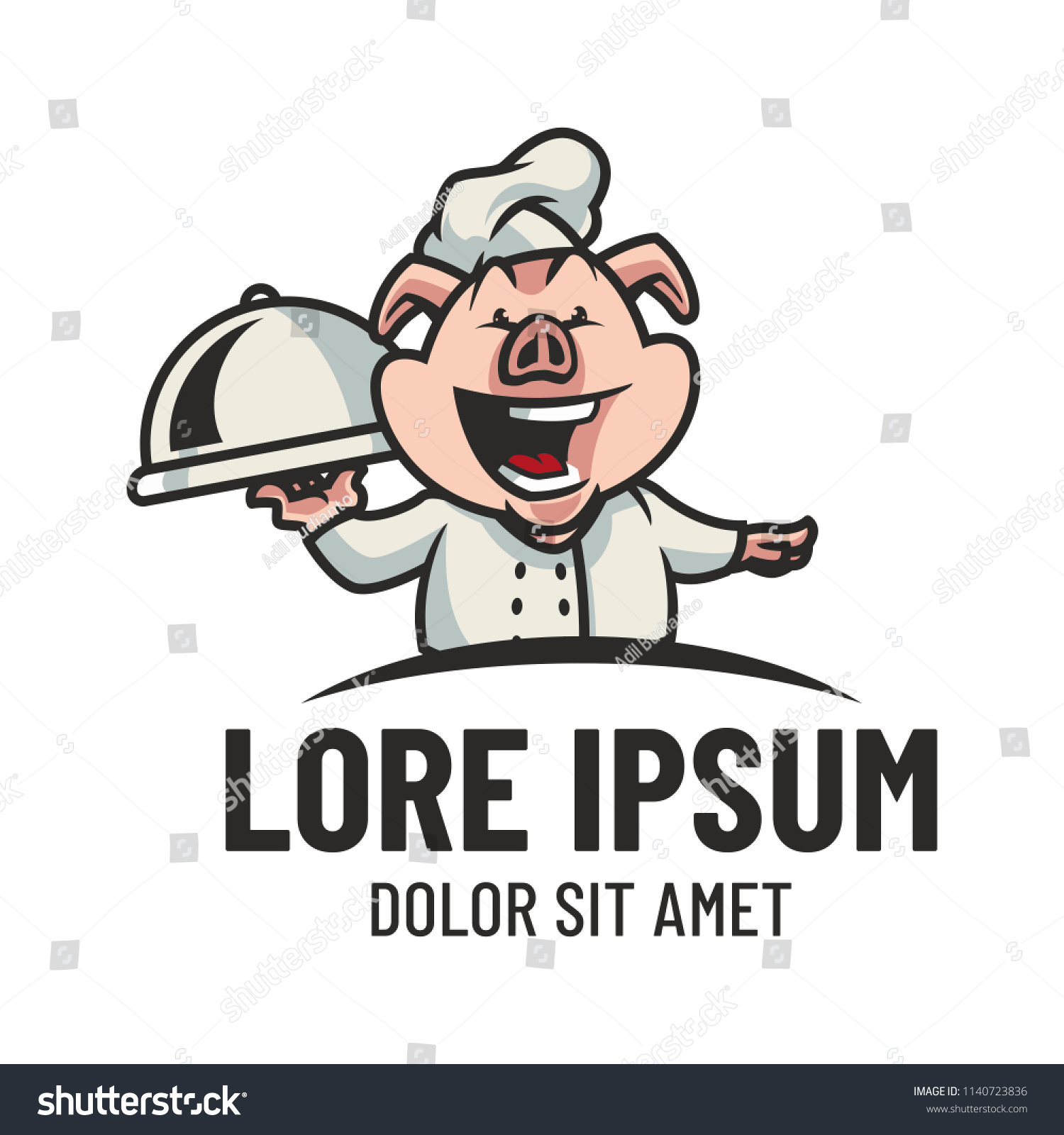 Chef Pork Mascot Vector Illustration Stock Vector (Royalty Free) 1140723836