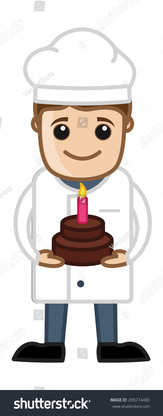 Chef Presenting Birthday Cake Cartoon Vector: vector de stock (libre de ...