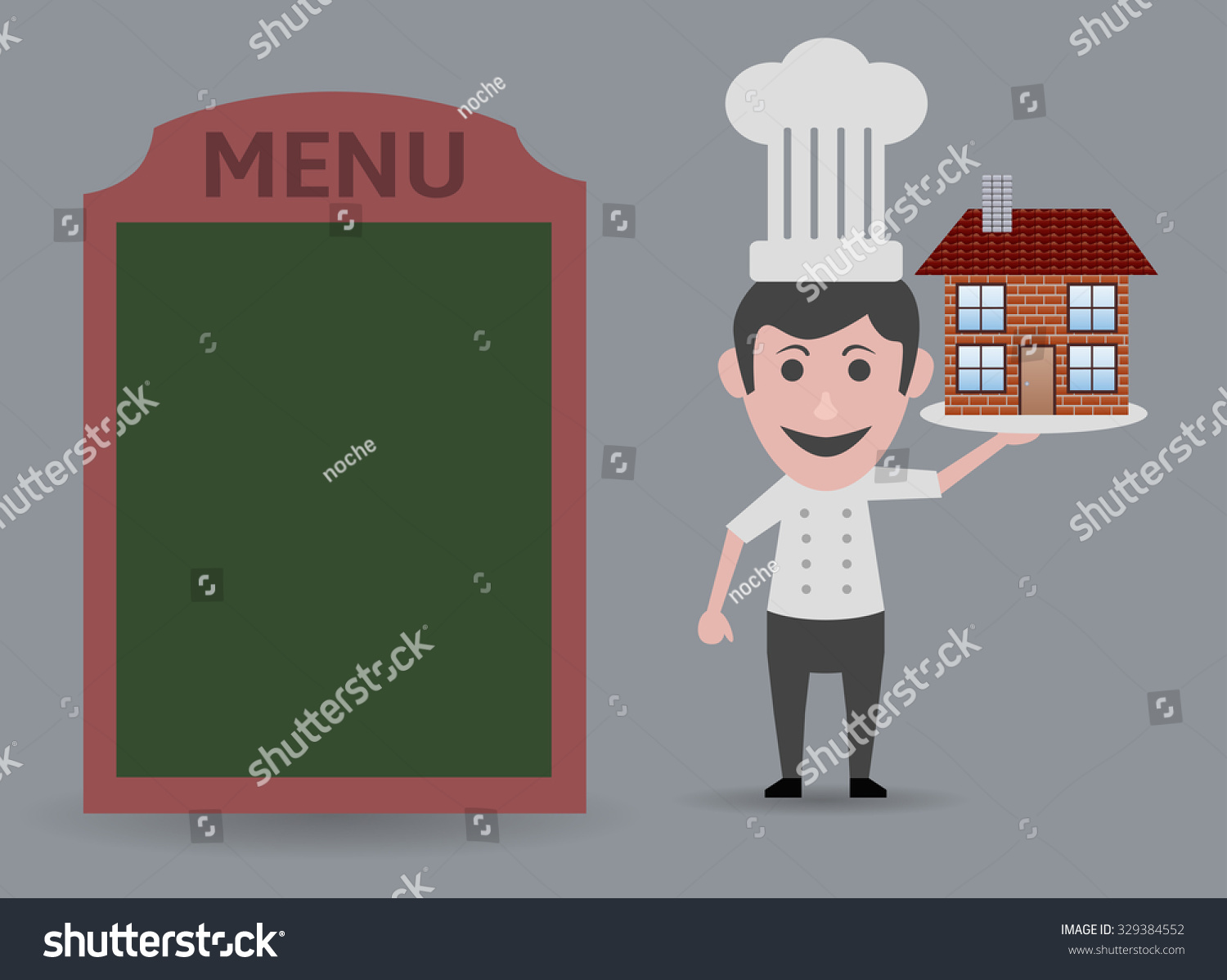 Chef Showing Menu Home Stock Vector (Royalty Free) 329384552