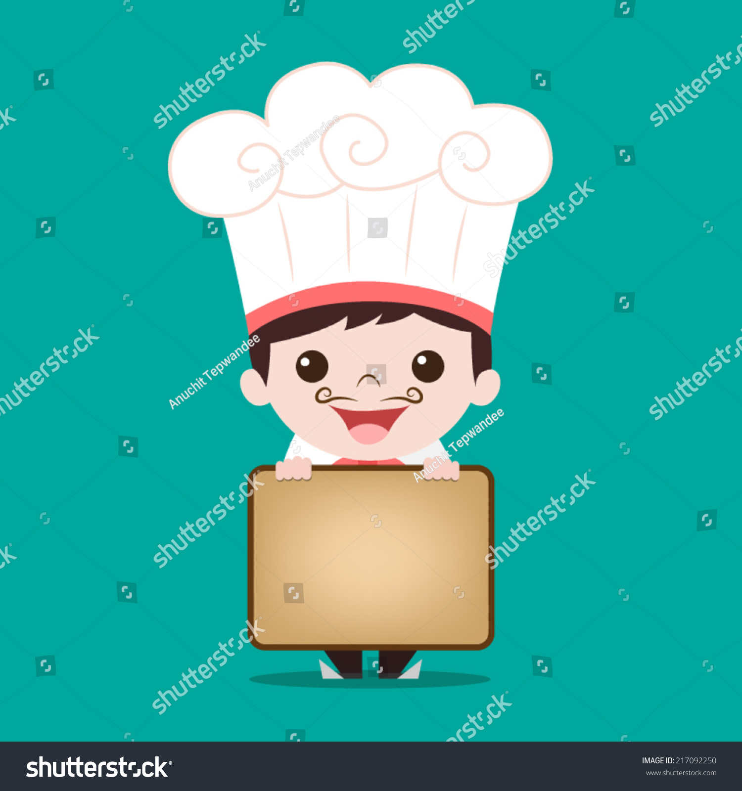 Chef Shows Menu Flat Design Cartoon Stock Vector (Royalty Free) 217092250
