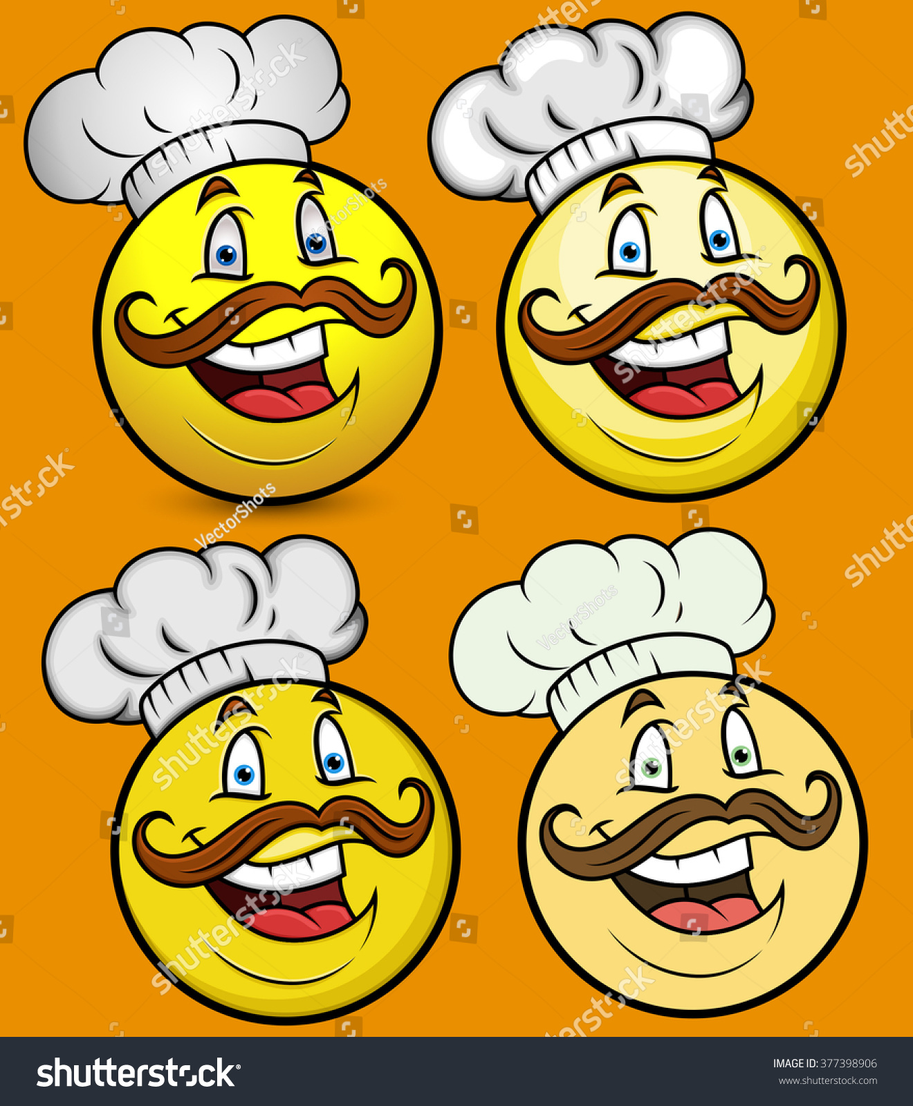 Chef Smiley Emoji Set: vector de stock (libre de regalías) 377398906 ...